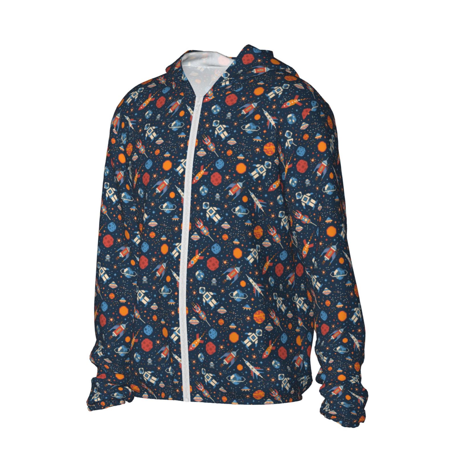 Daiia Spaceships And Stars In Outer Space UPF 50+ Sun Protection Hoodie ...