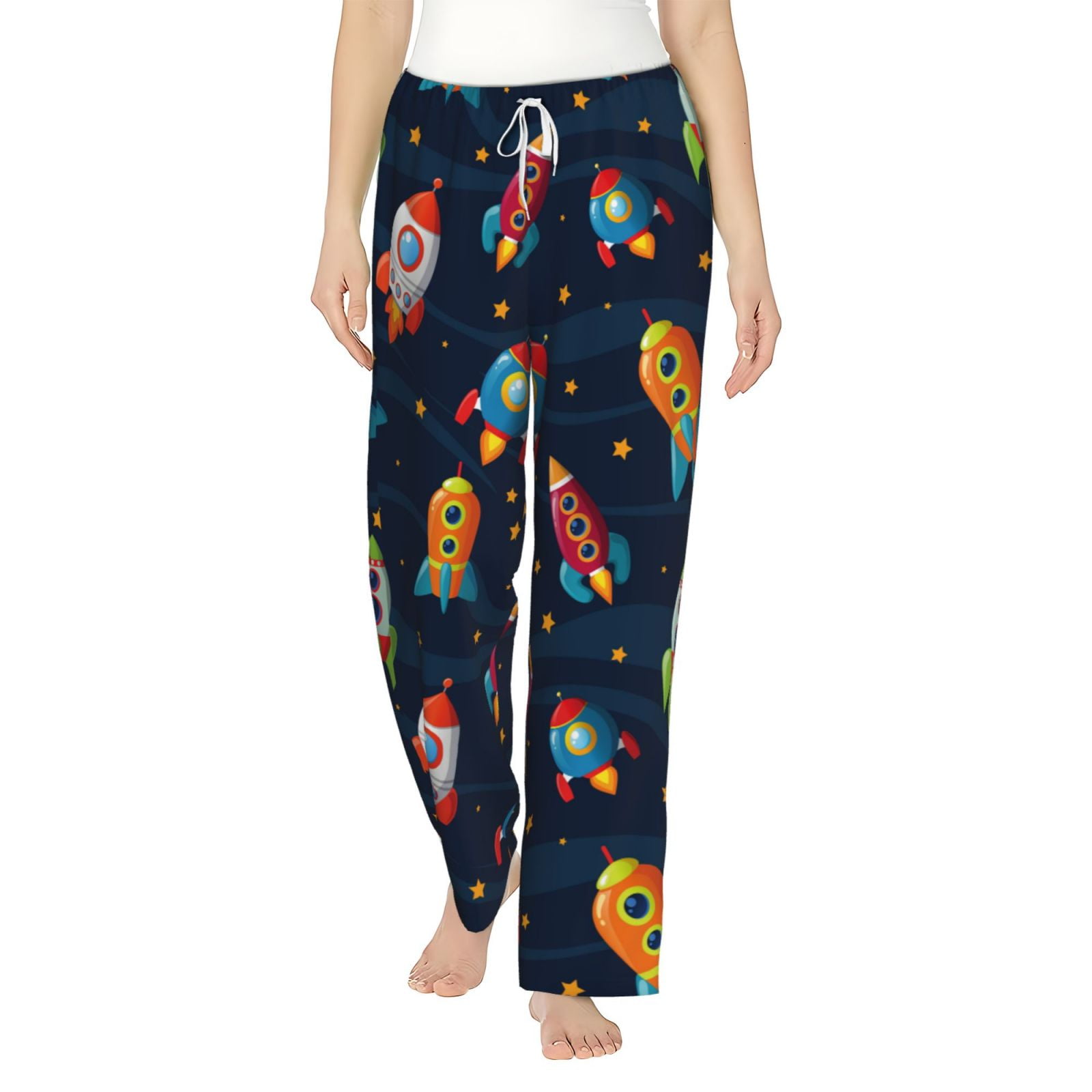 Daiia Spaceships and Stars Women's Sleep Pant with Pockets and ...
