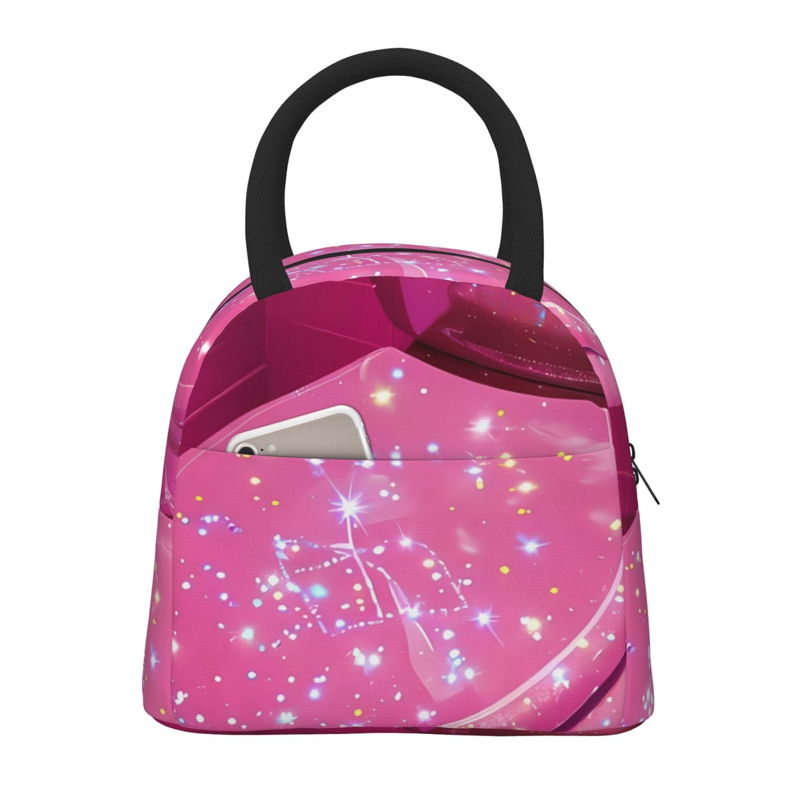 Daiia Sparkling Pink Toilet Pattern Lunch Bag , Insulated Lunch Box ...