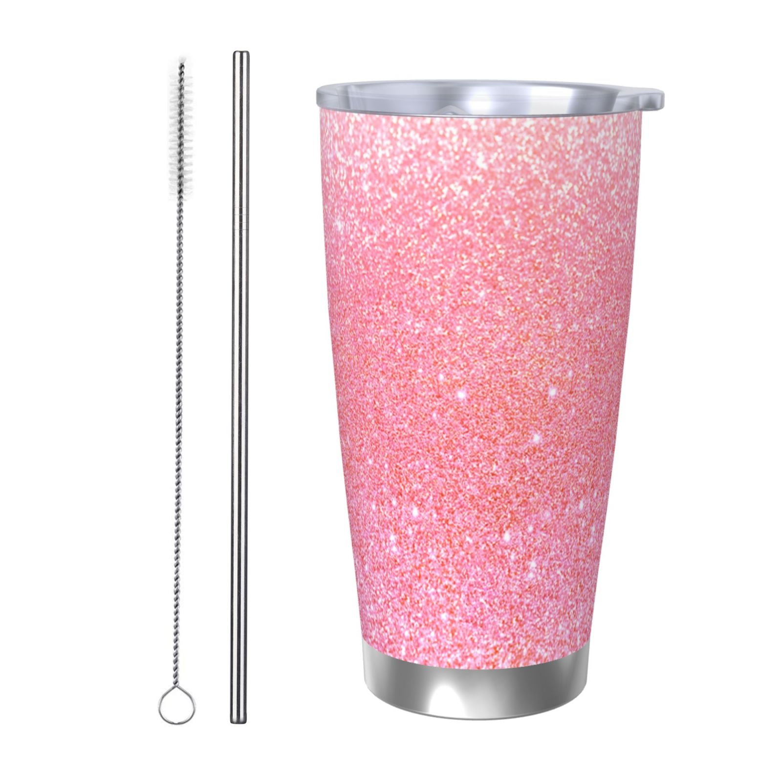 Daiia Sparkly Glitter Printed 20oz Insulated Coffee Cup with Straw ...