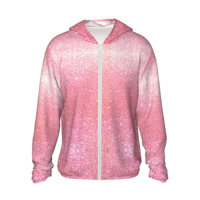 Daiia Sparkly Pink Glitter UPF 50+ Sun Protection Hoodie Jacket ...