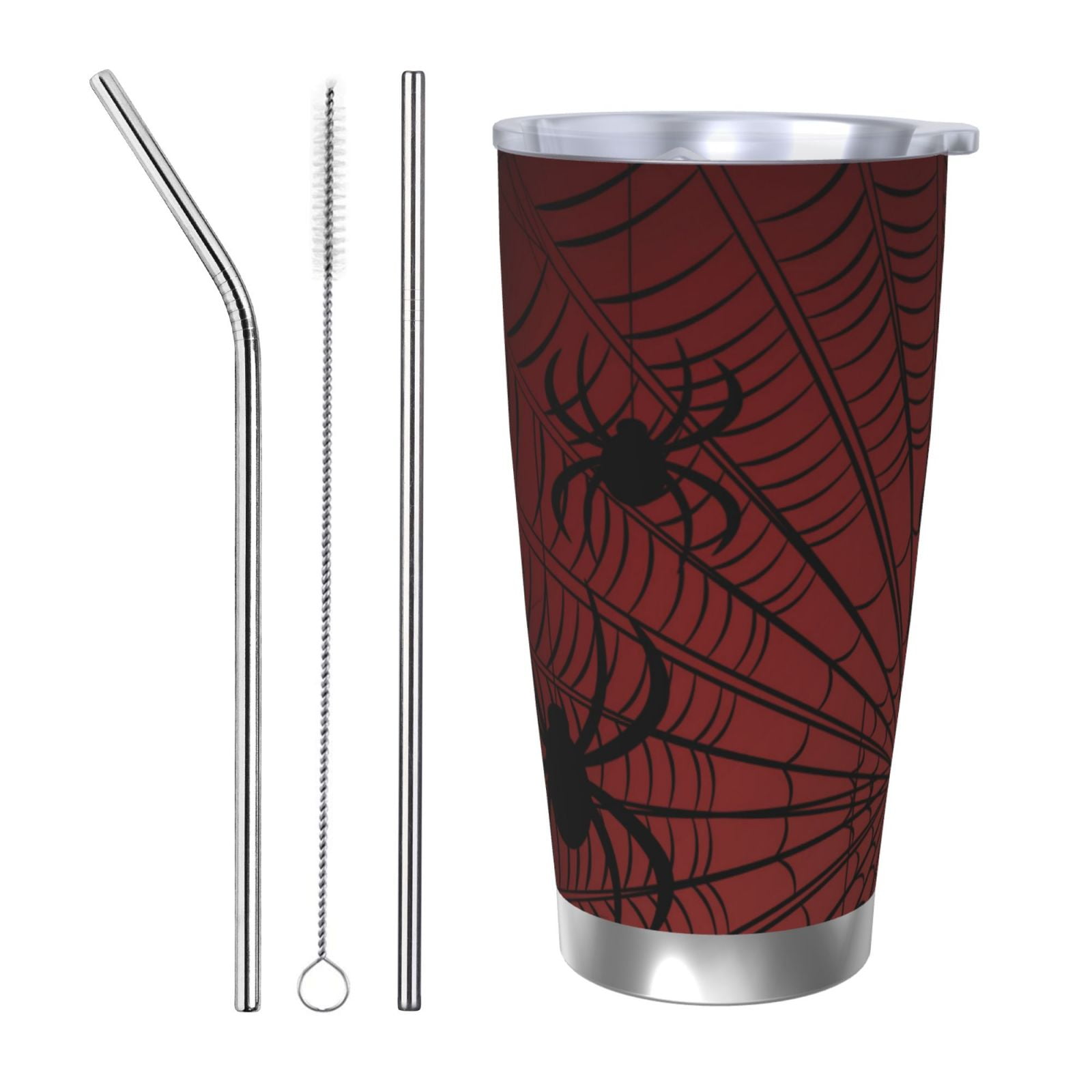 Daiia Spiders On A Web Printed 20oz Insulated Coffee Cup with Straw ...