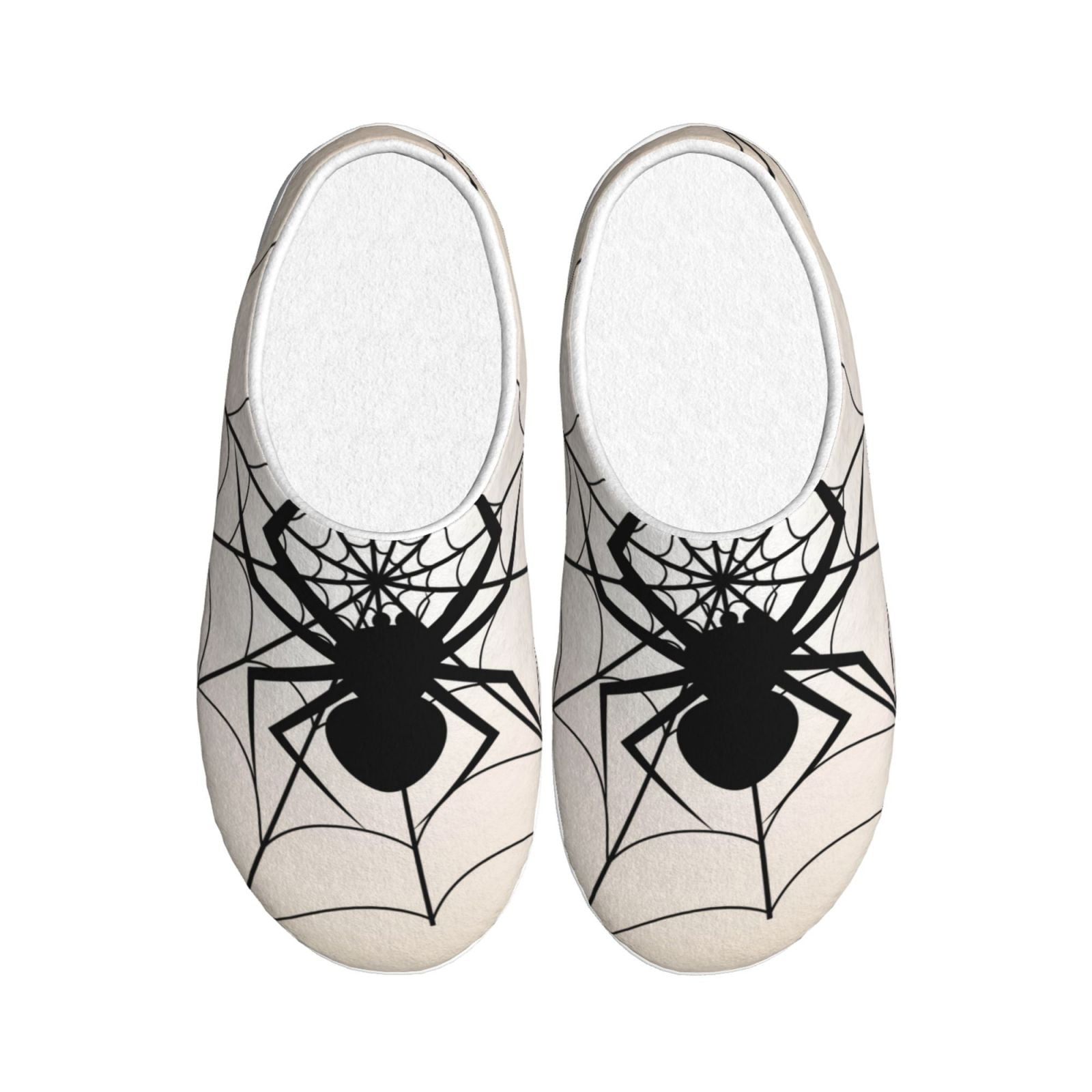 Daiia Spiders On The Web 1 Print Women’s Fuzzy Slippers Memory Foam ...