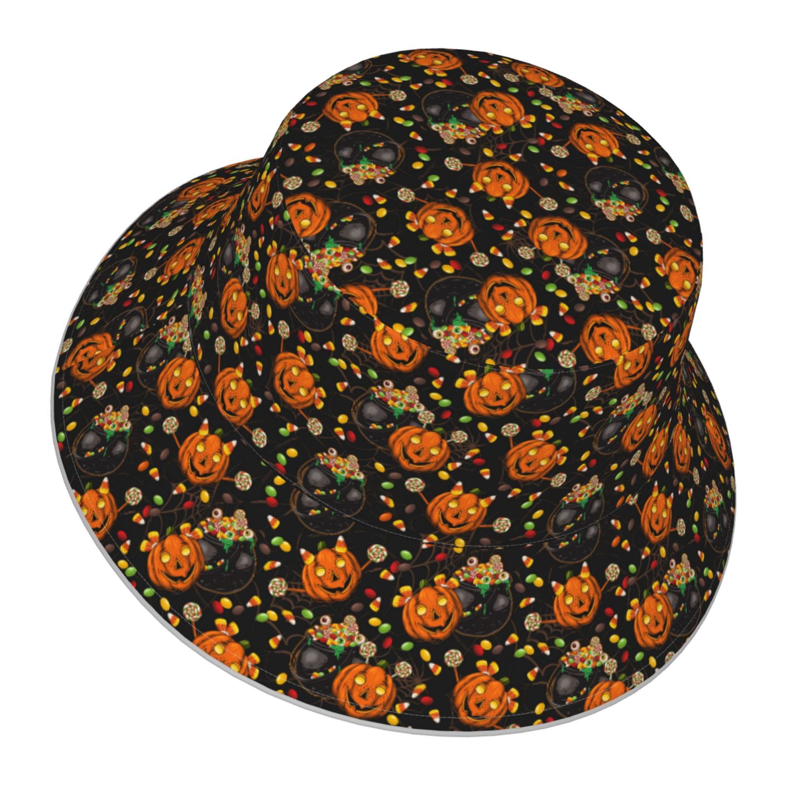 Daiia Spooky Sweets Pattern Bucket Hat - Trendy Cotton Sun Hat for ...