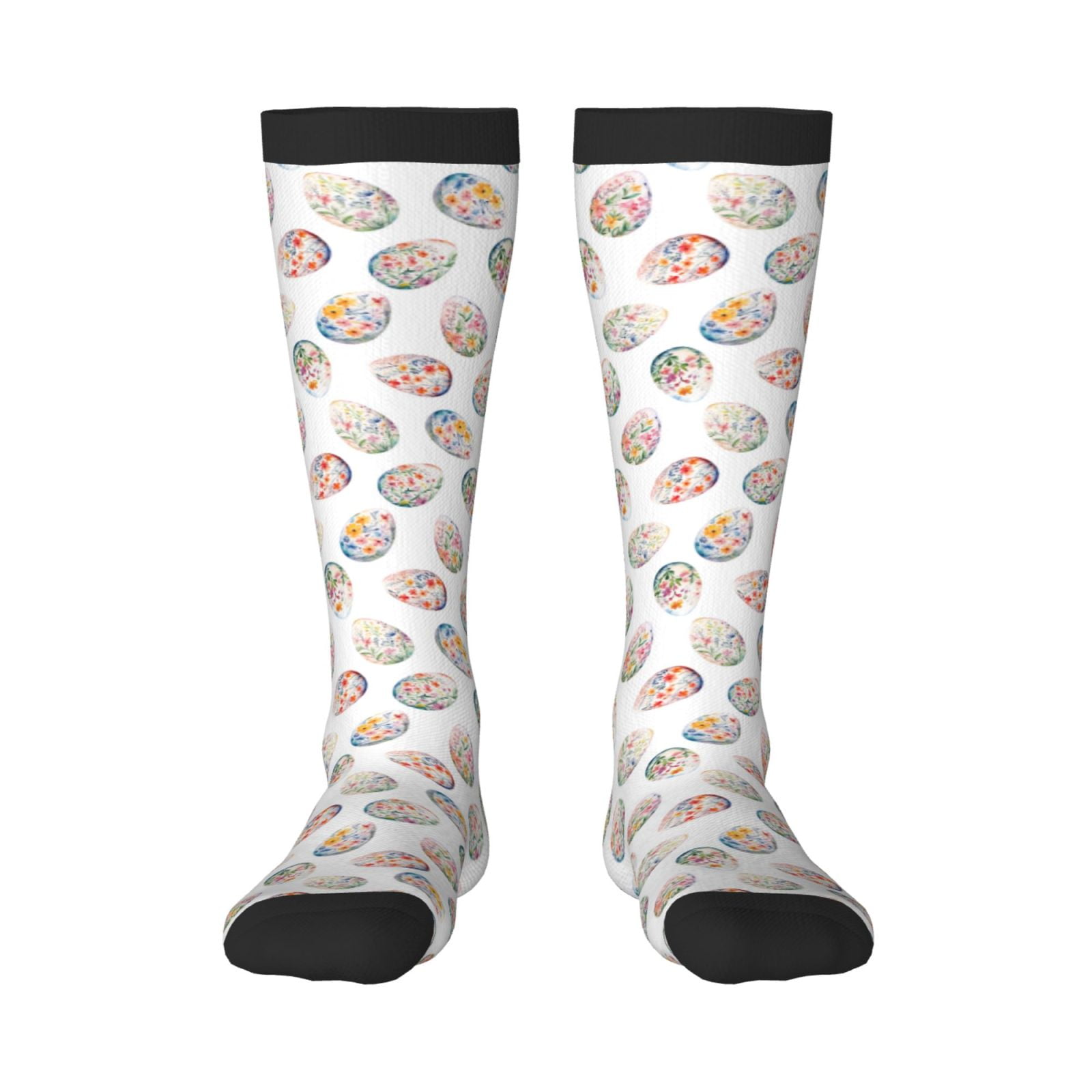 Daiia Sports Socks Easter eggs with flowers Printed Novelty Crew Socks ...