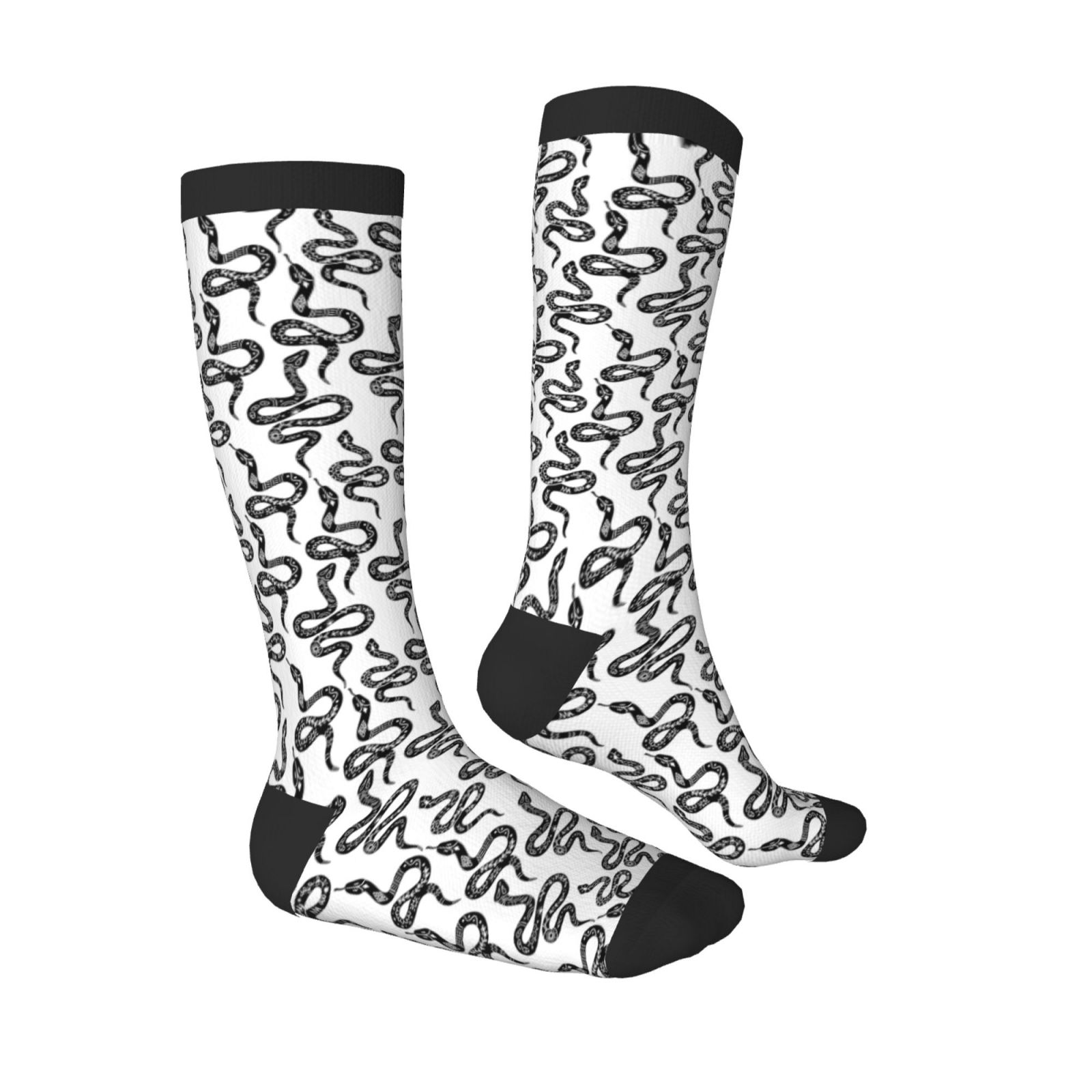 Daiia Sports Socks Hand Drawn Snake Printed Novelty Crew Socks for Men ...