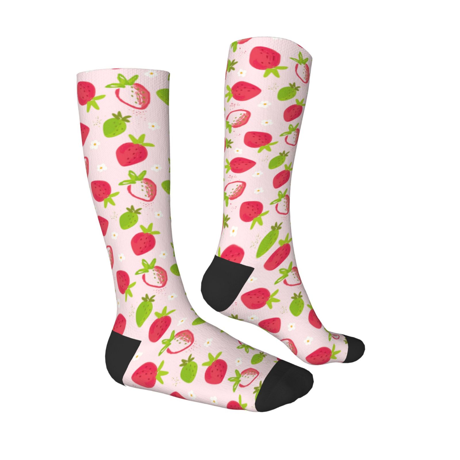 Daiia Sports Socks Hand Drawn Strawberry Printed Novelty Crew Socks for ...