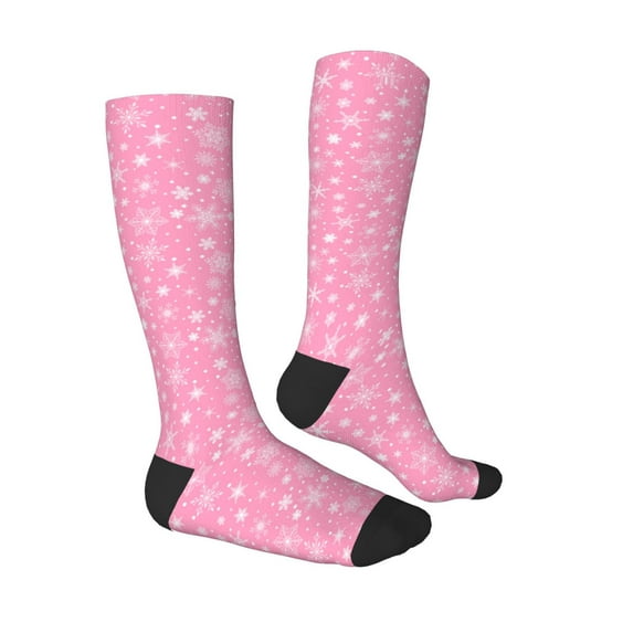 Daiia Sports Socks Snowflake pink backgrounds Printed Novelty Crew ...