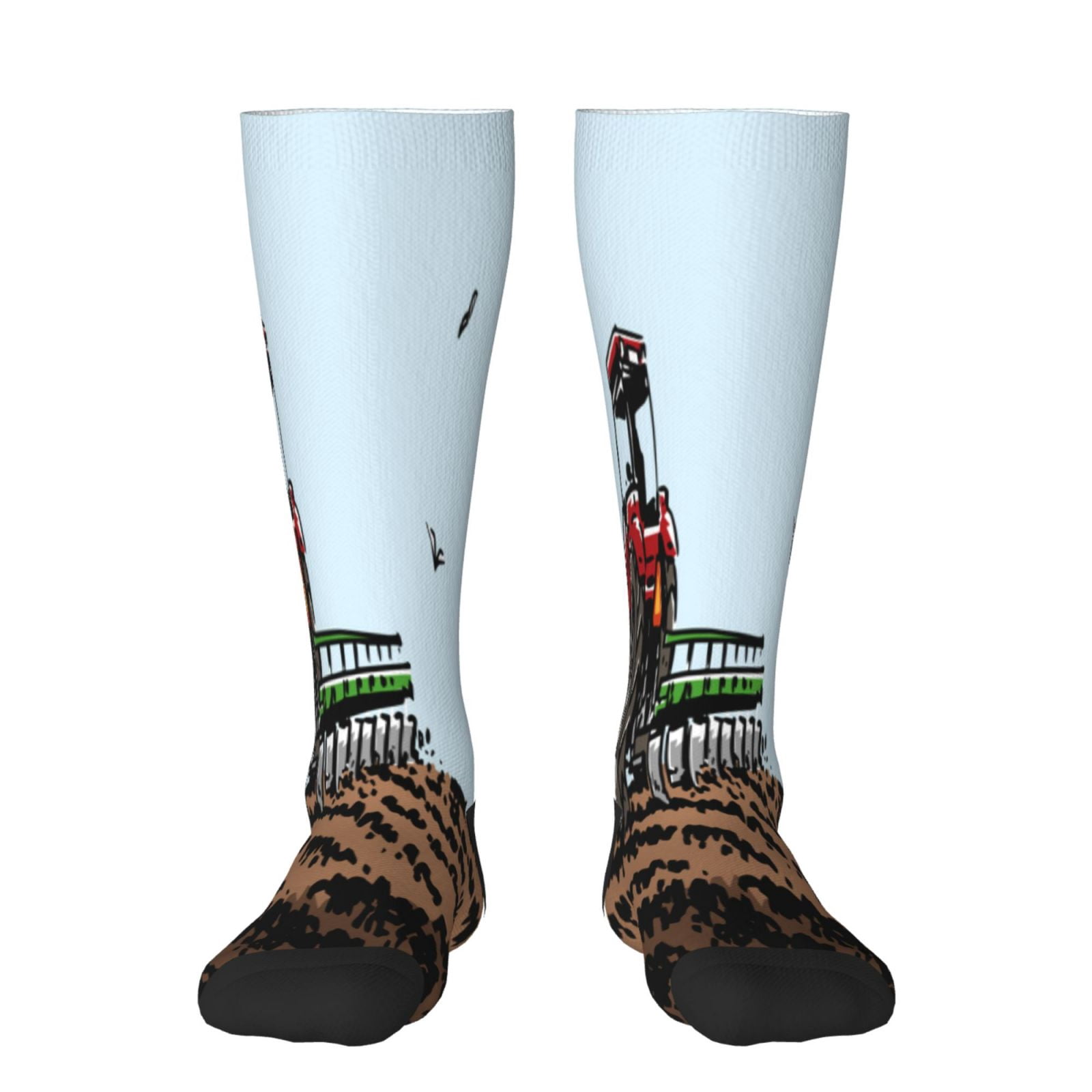 Daiia Sports Socks Tractor plowing a field Printed Novelty Crew Socks ...