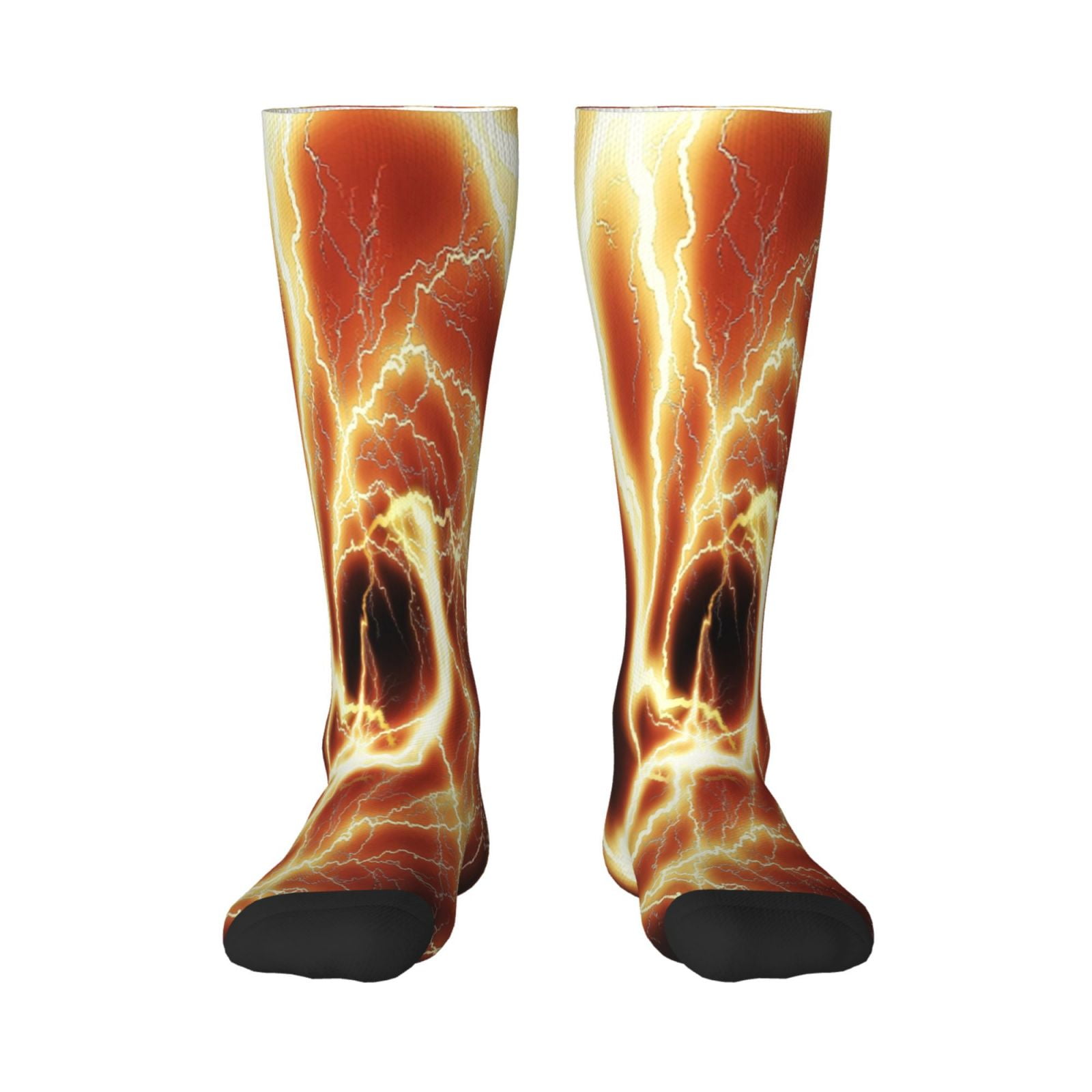 Daiia Sports Socks orange lightning Printed Novelty Crew Socks for Men ...