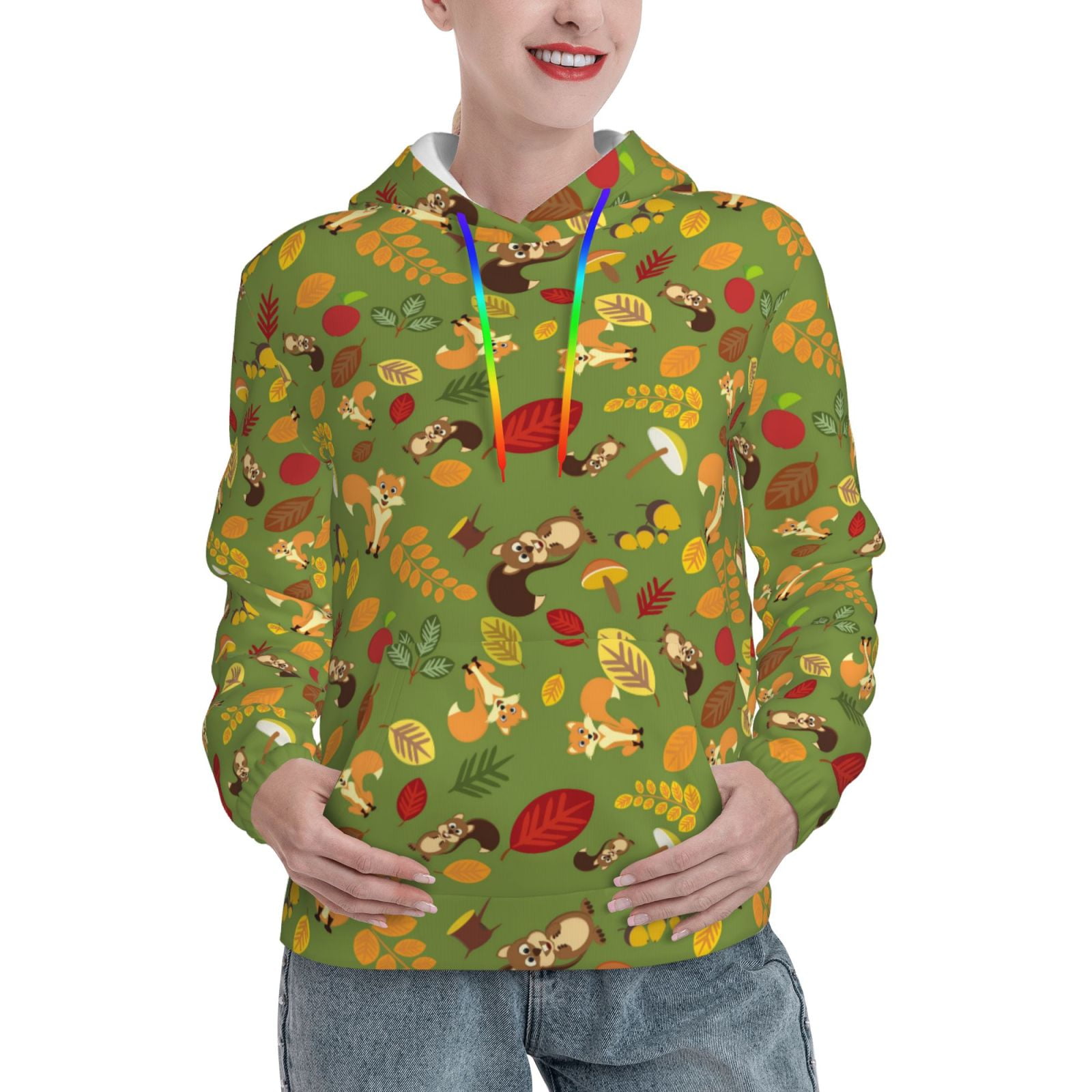 Daiia Squirrel And Fox In The Forest Pattern Women's Fashion Hoodies ...