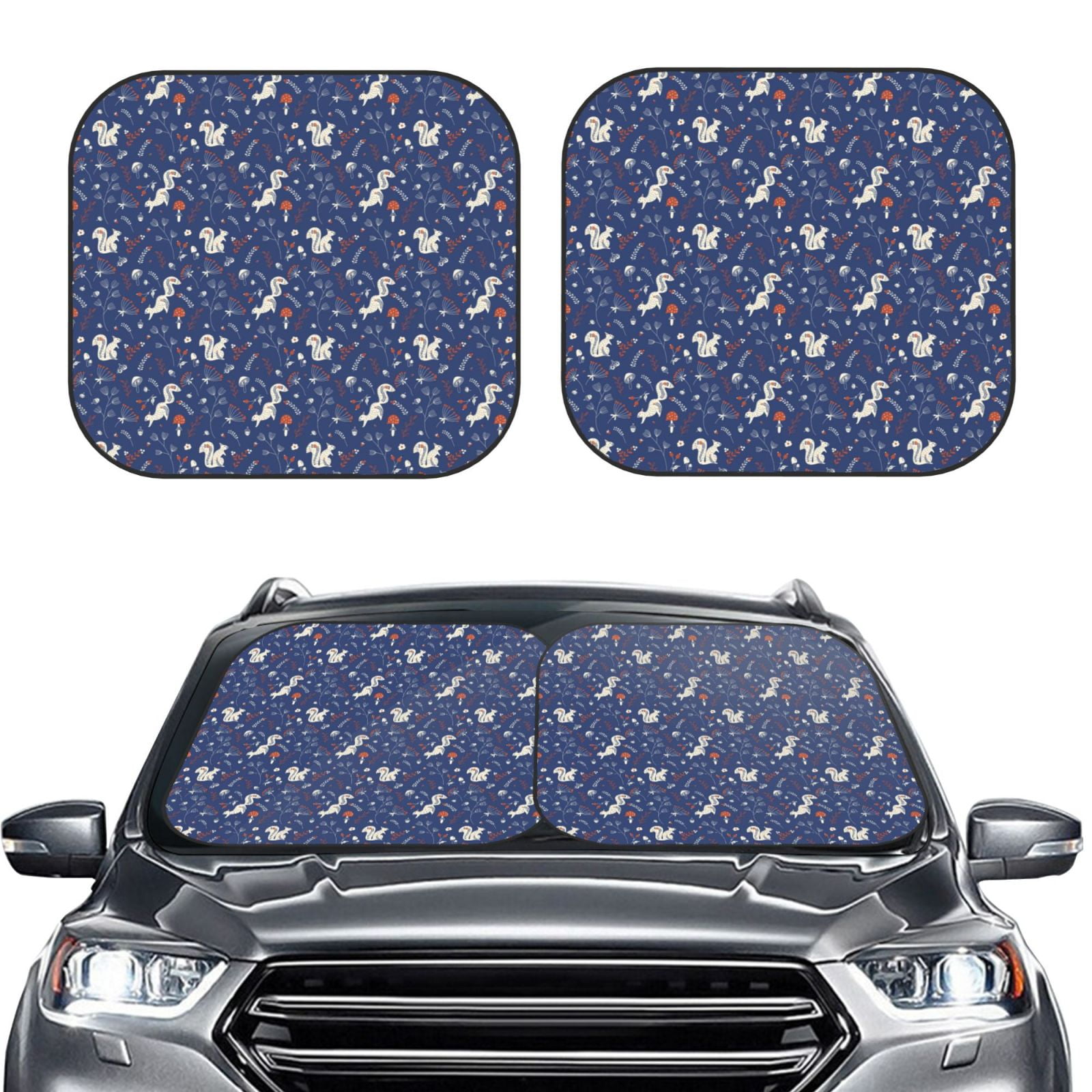 Daiia Squirrel Flower 2PCS Car Windshield Sun Shade, Foldable Sun ...