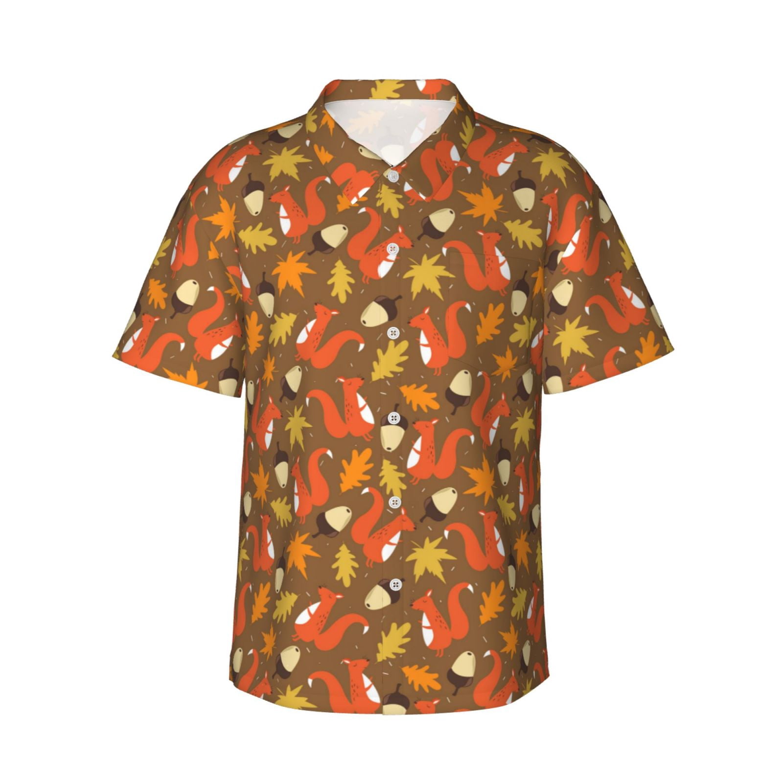 Daiia Squirrel Maple pine nut Hawaiian Shirt for Men Gentle Cotton ...