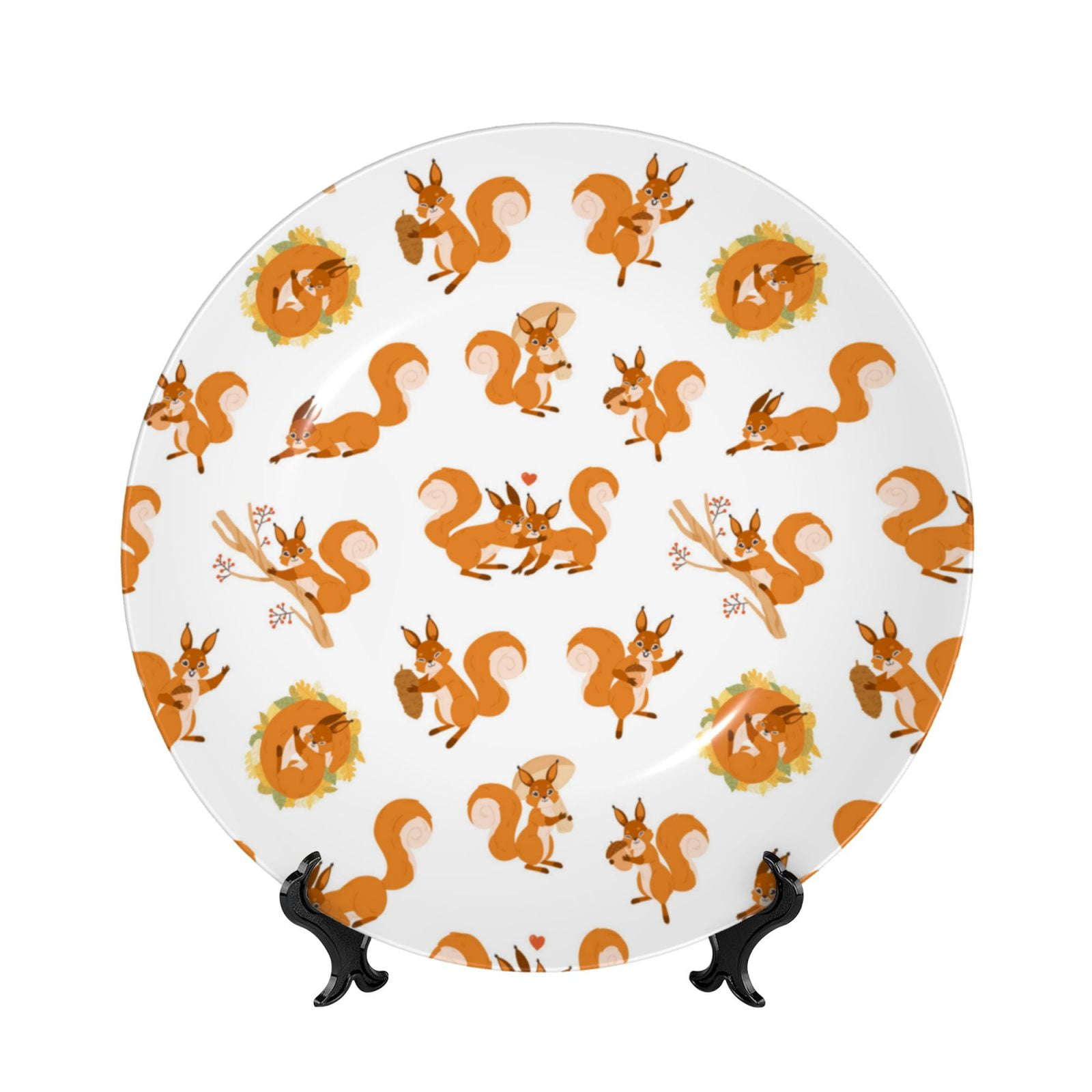 Daiia Squirrel Playing Printed Pattern Ceramic Plate Dinner Plates Bone ...