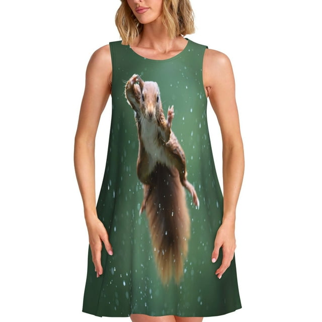 Daiia Squirrel Print Women's Dresses 2025 Trendy Short sleeve Dresses ...