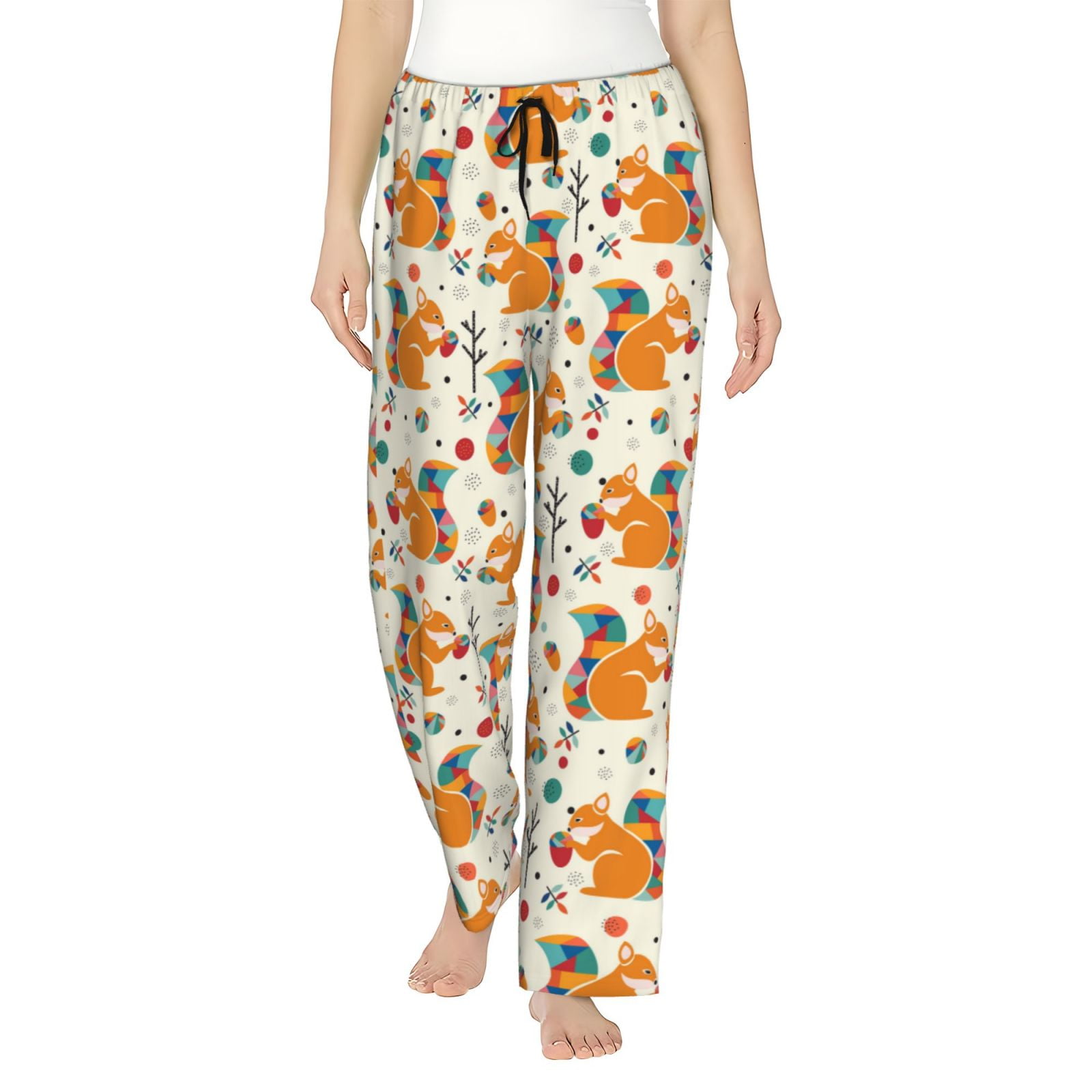Daiia Squirrel With Colorful Tail Women's Sleep Pant with Pockets and ...