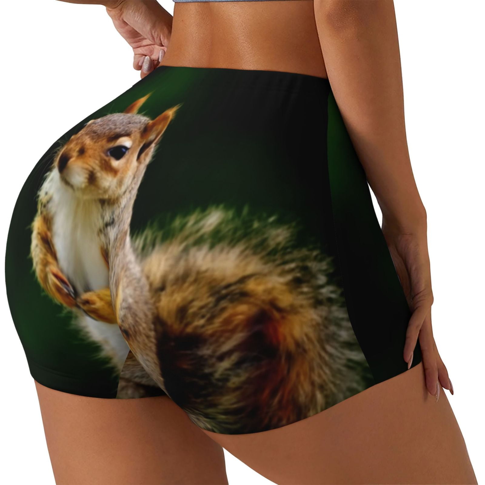 Daiia Squirrels Eating Peanuts On The Tree Pattern Women's Workout ...