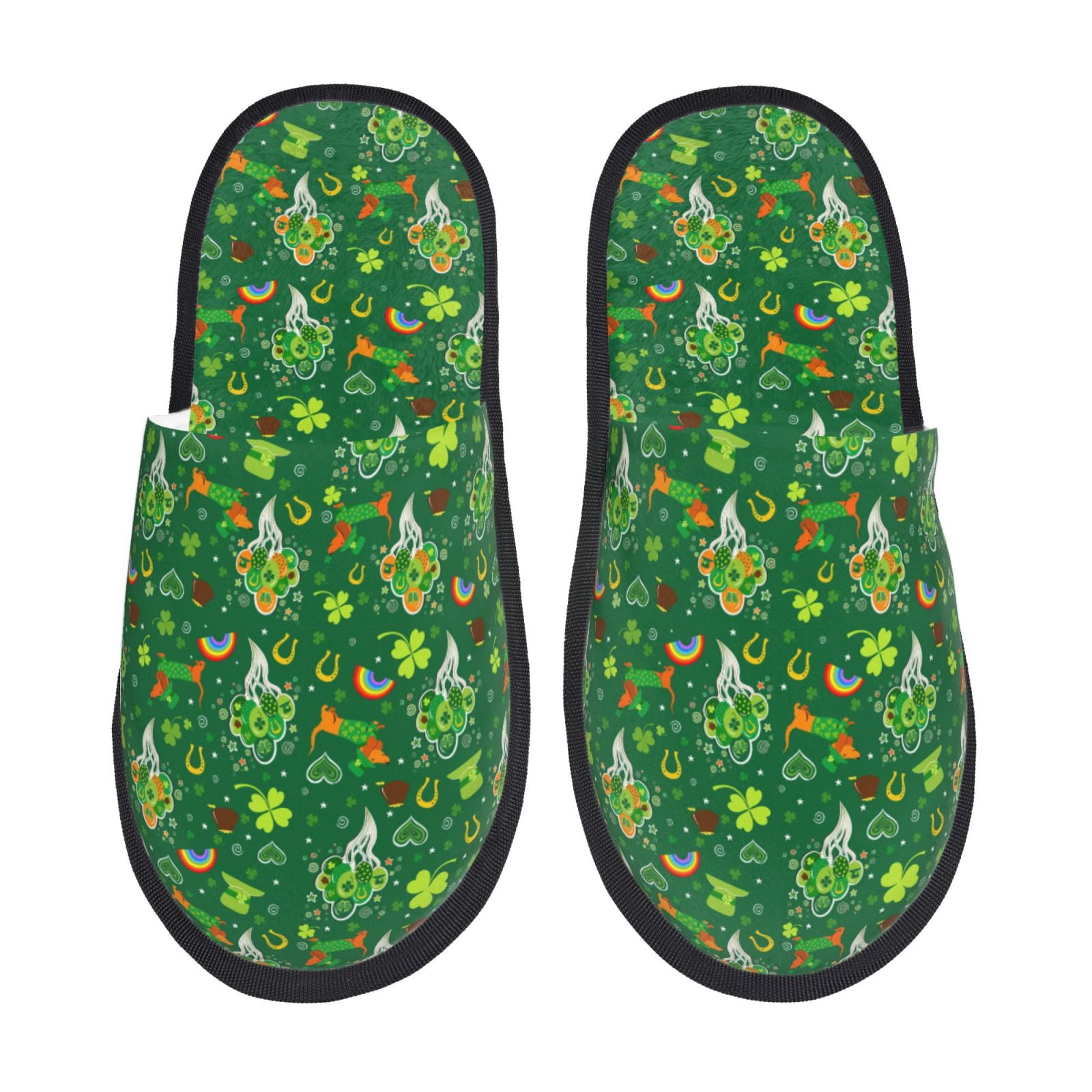 Daiia St. Patrick's day Pattern Furry Slippers for Women and Men, Soft ...
