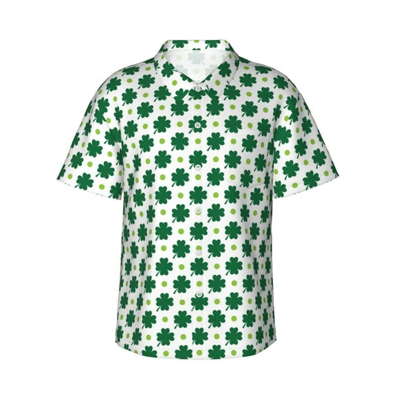 Daiia St. Patrick’s day Print Hawaiian Shirt for Men Gentle Cotton Regular Short Sleeve Casual ...