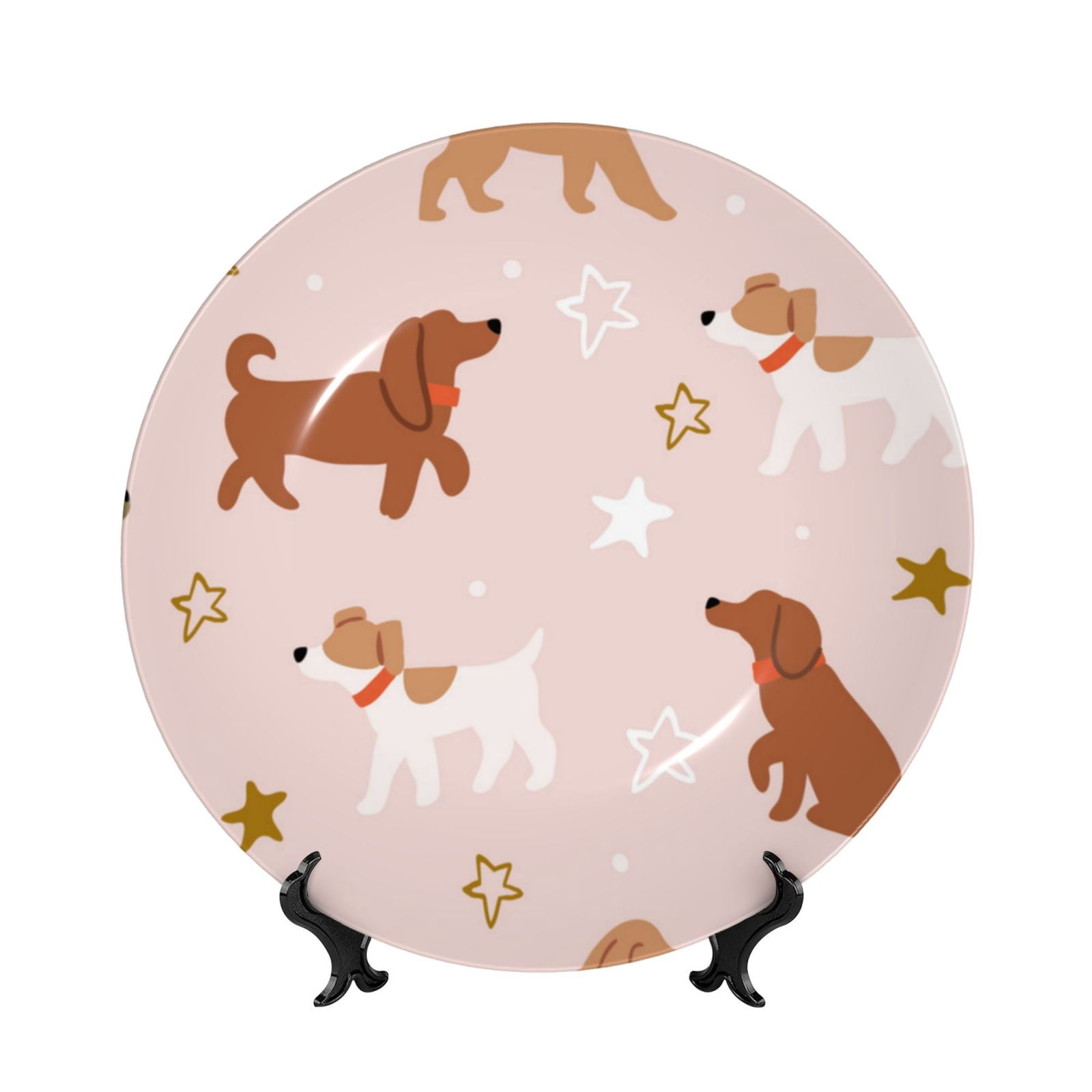 Daiia Star Cute Dog Printed Pattern Ceramic Plate Dinner Plates Bone ...