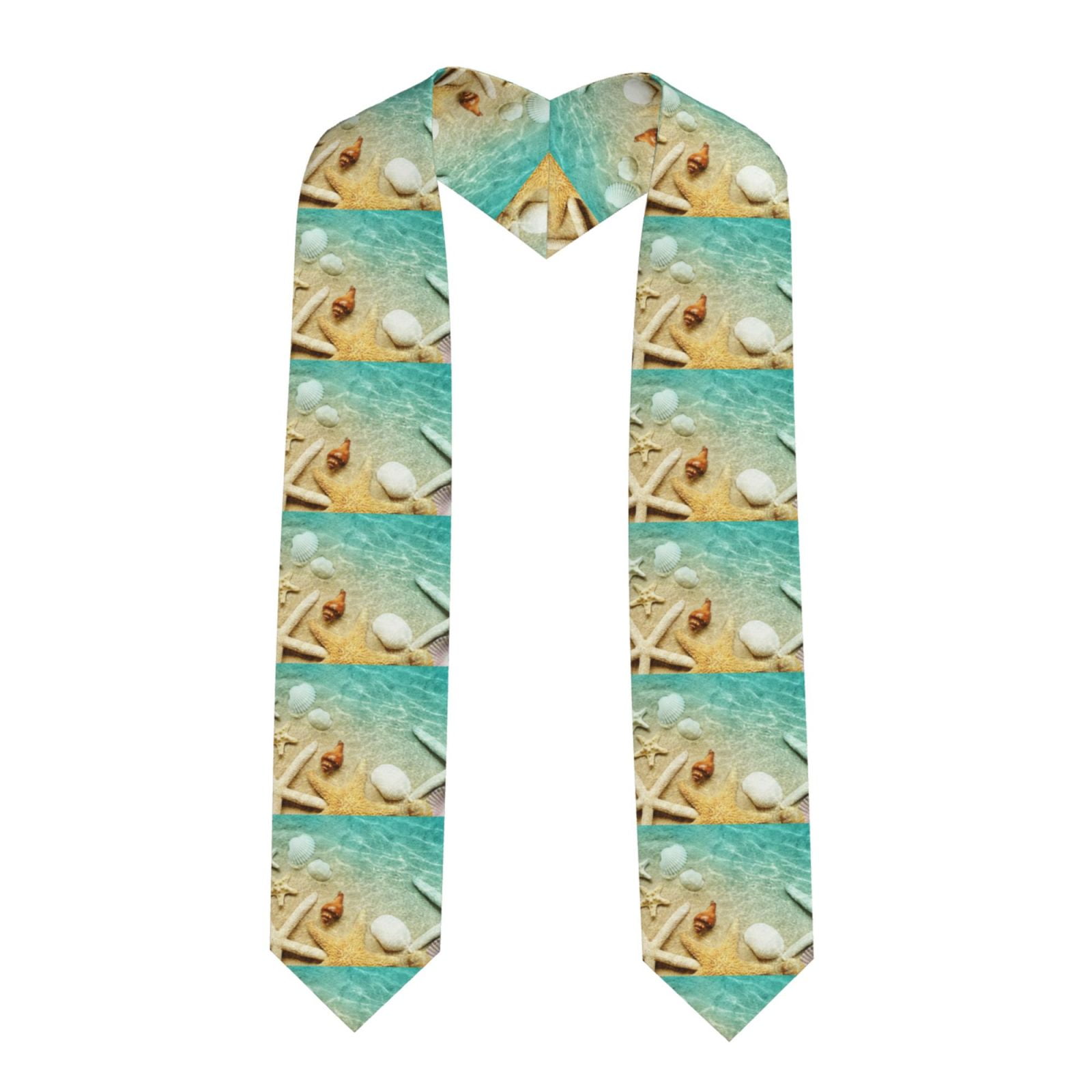 Daiia Starfish And Seashell On The Beach Pattern Graduation Shawl Stole ...