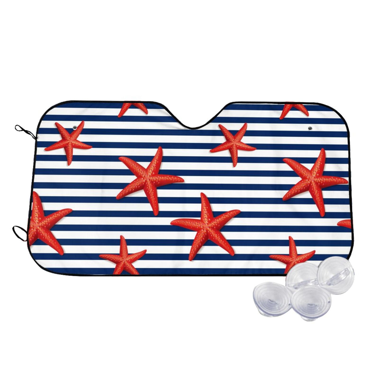 Daiia Starfish Navy Blue Stripe Windshield Sun Shade for Car SUV Truck ...
