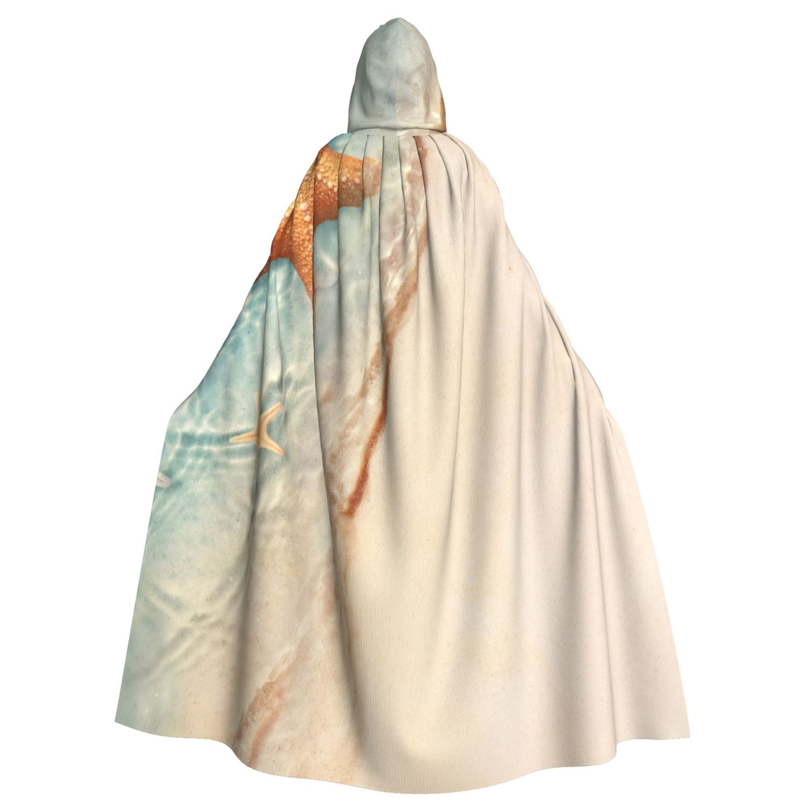 Daiia Starfish On The Sand Beach Pattern Hooded Cloak, Halloween ...