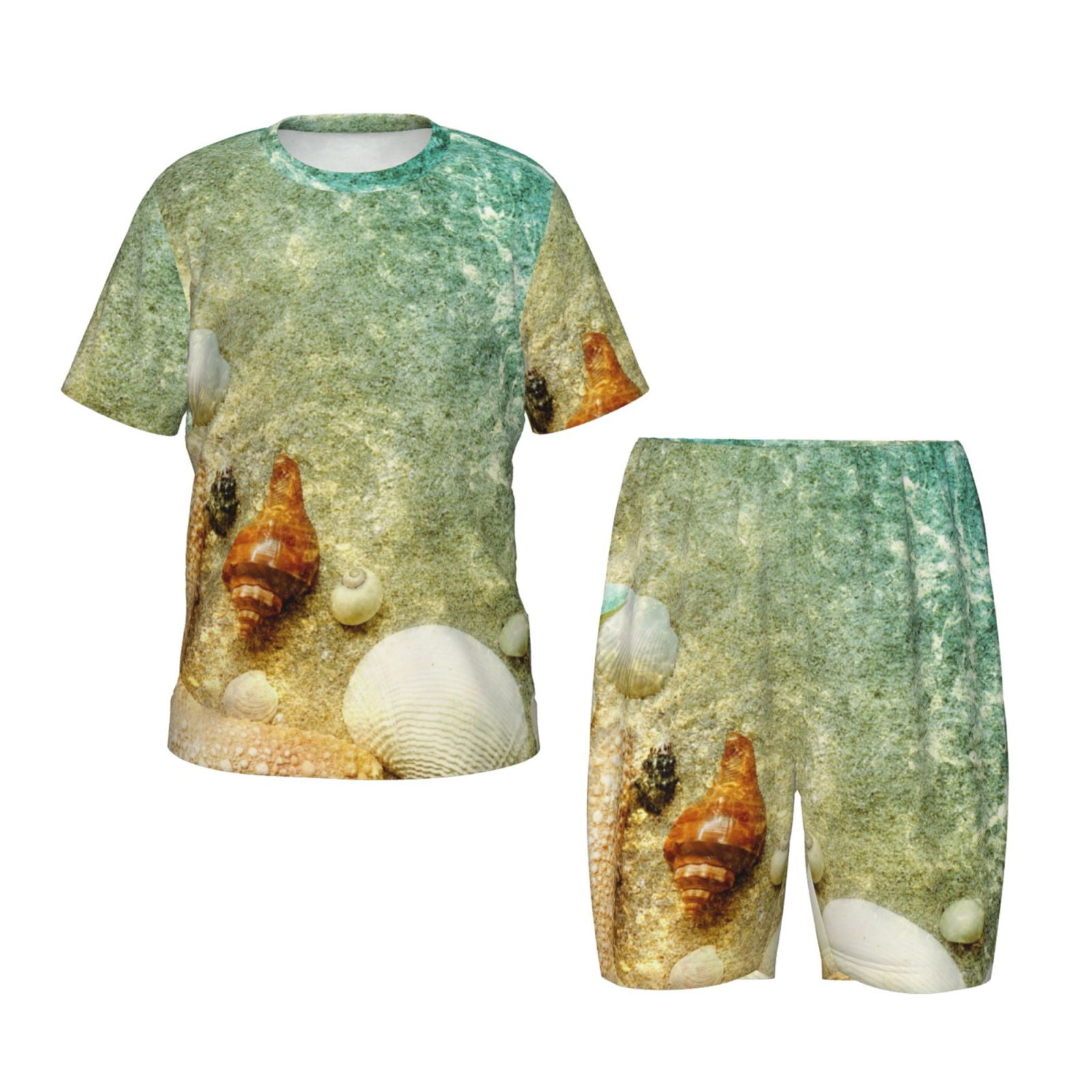 Daiia Starfish And Seashell Print Children’s Cotton Pajama Set – Short ...