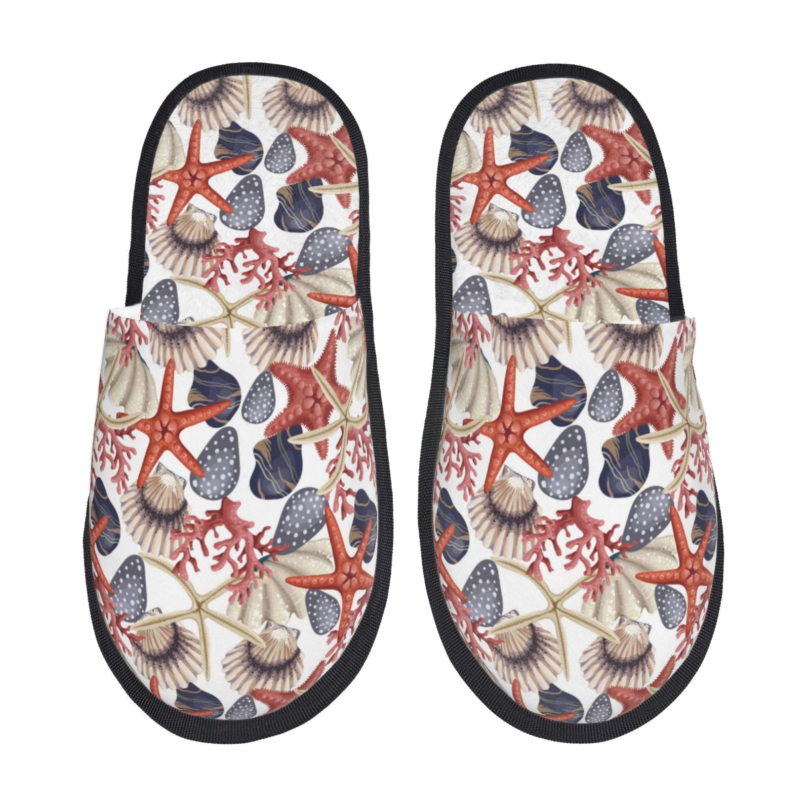 Daiia Starfish Shell Pattern Furry Slippers for Women and Men, Soft ...