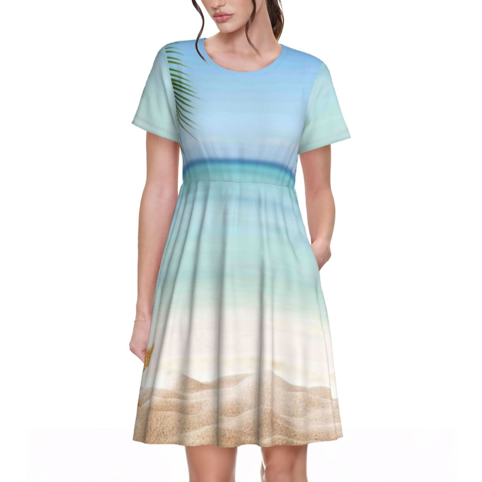 Daiia Starfish in Beach Print Women's Dresses 2025 Trendy Short sleeve ...