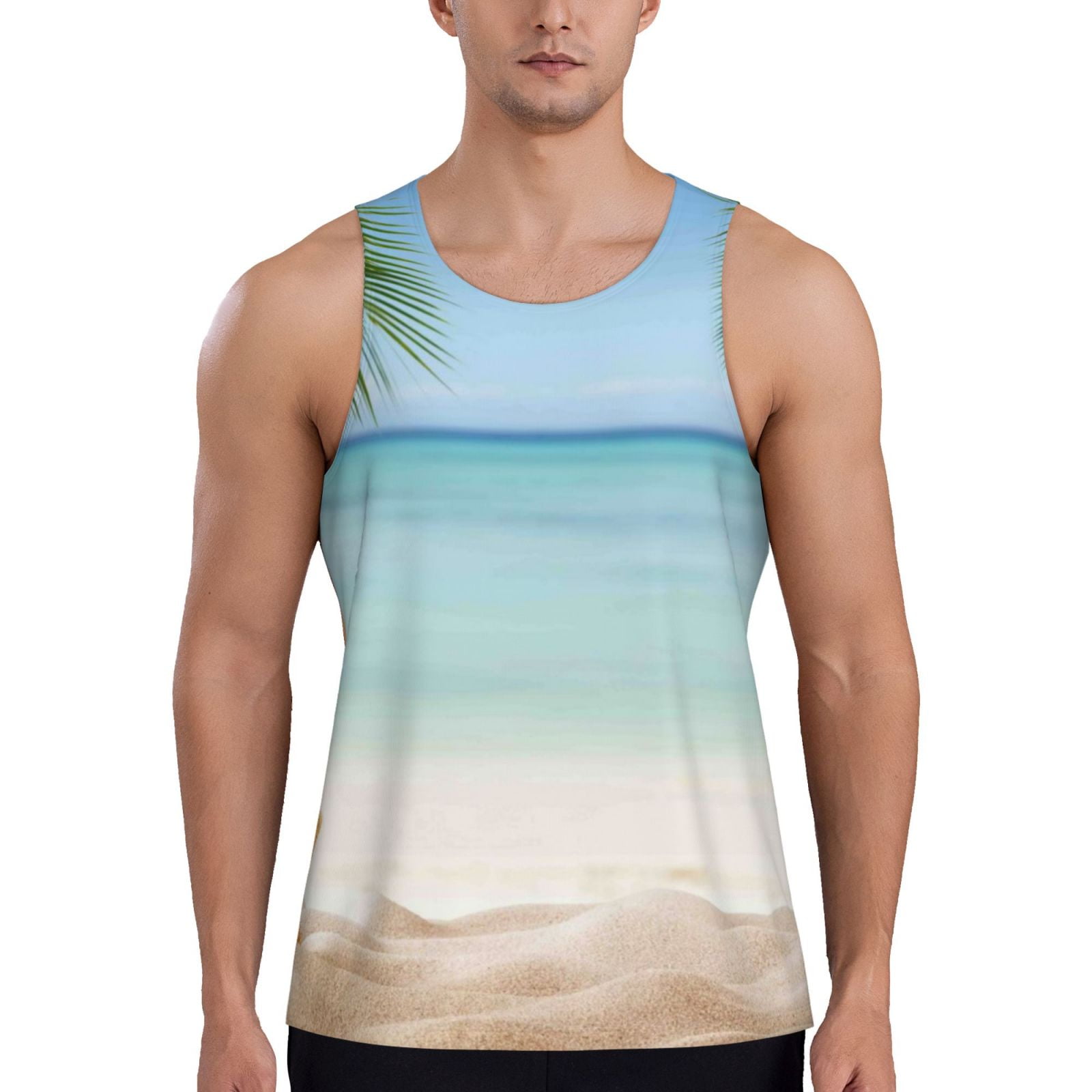 Daiia Starfish in Beach Printed Men's Quick Dry Fit Muscle Tank Top ...