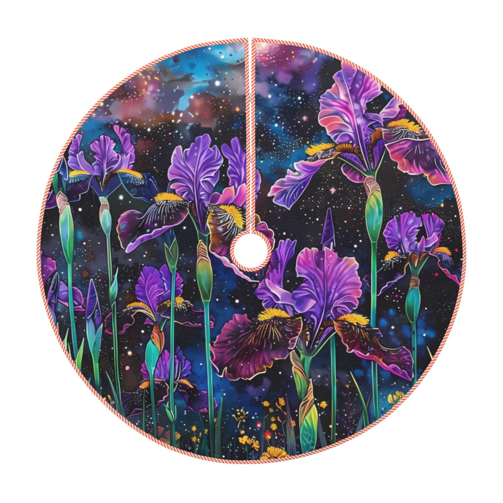 Daiia Starry Night Iris Field Drawing Merry Christmas Tree Skirt , Xmas ...