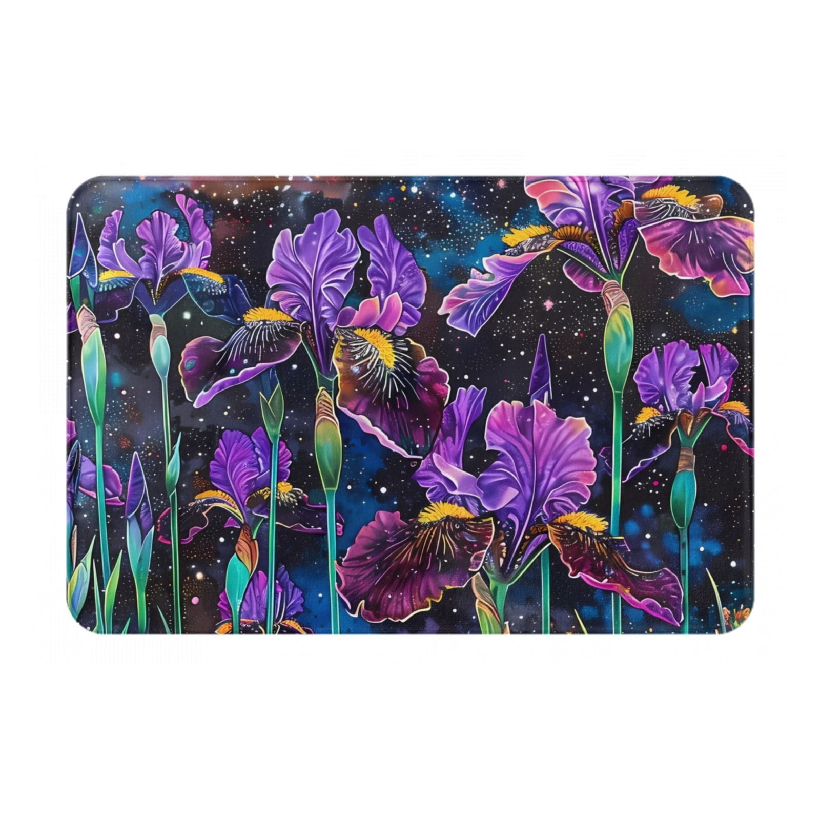 Daiia Starry Night Iris Field Front Door Mat, Heavy Duty Durable ...