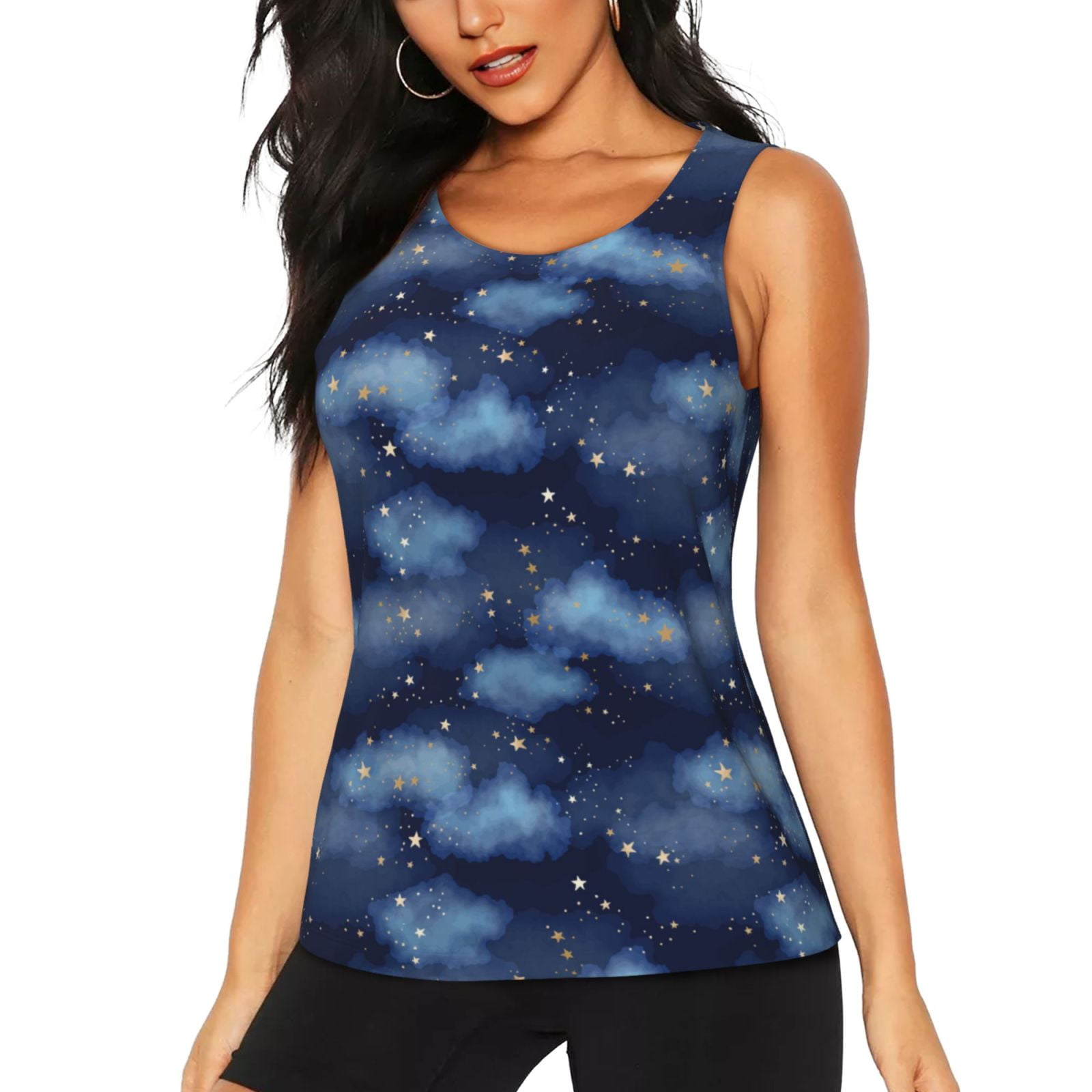 Daiia Starry Sky Printed Womens Workout Tops for Women Quick-dry Tank ...