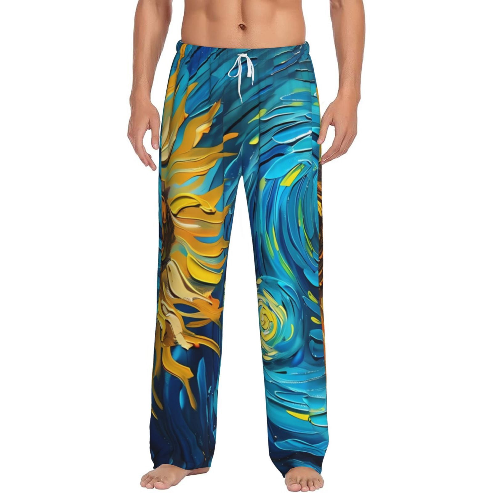 Daiia Starry Sunflower Dreamscape Men's Sleep Pant with Pockets and Drawstring,Pajama Pants-XX ...