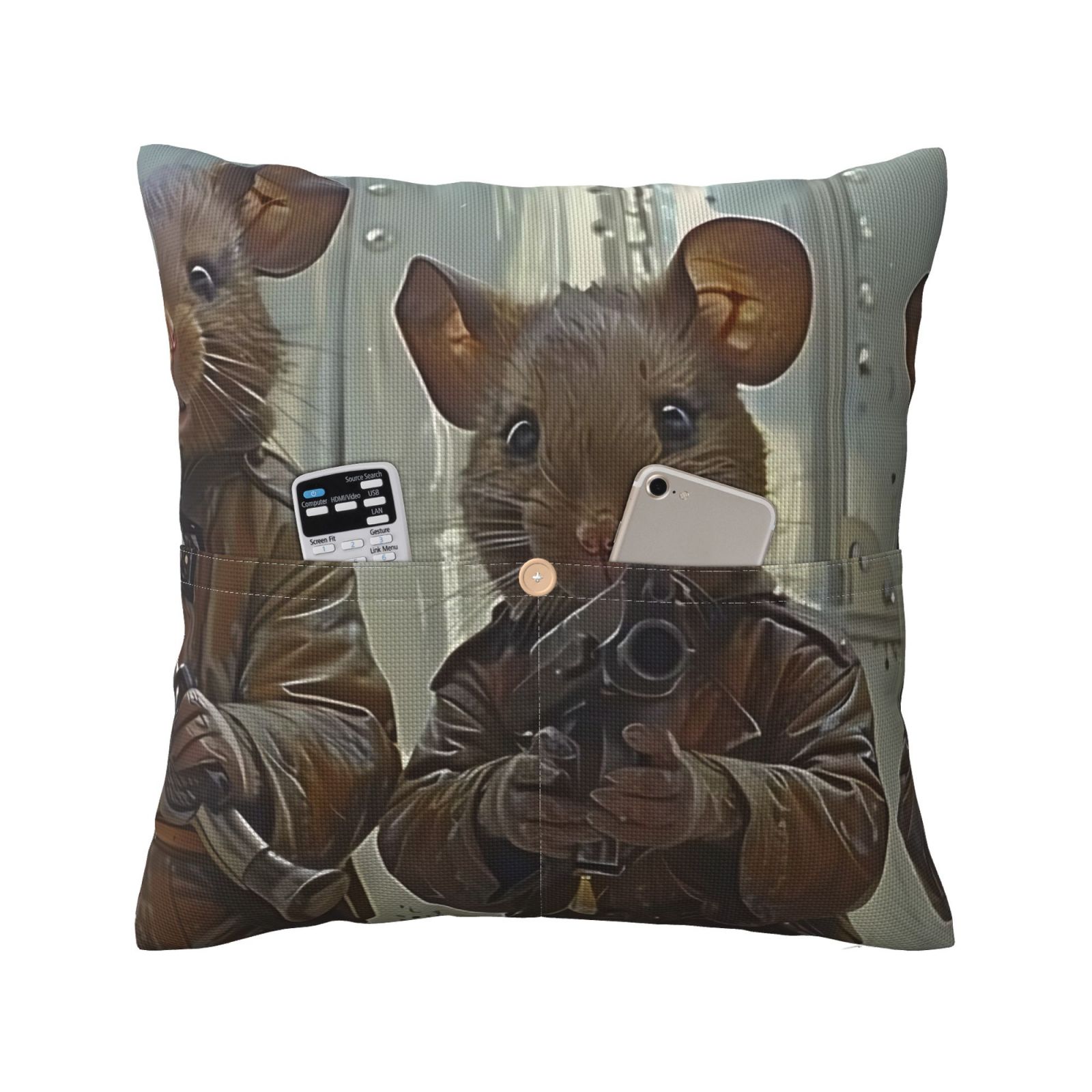 Daiia Steampunk Space Mice Warriors Pattern Linen Decorative Throw ...