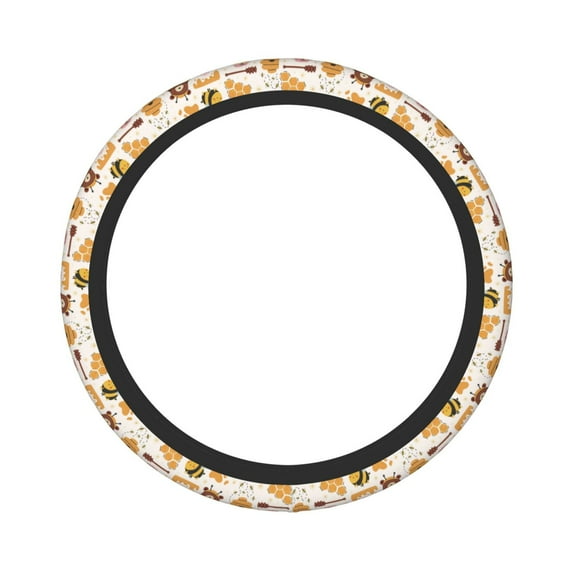 Daiia Steering Wheel Covers Cute Bee Honey Jar Hive Bear Elastic ...