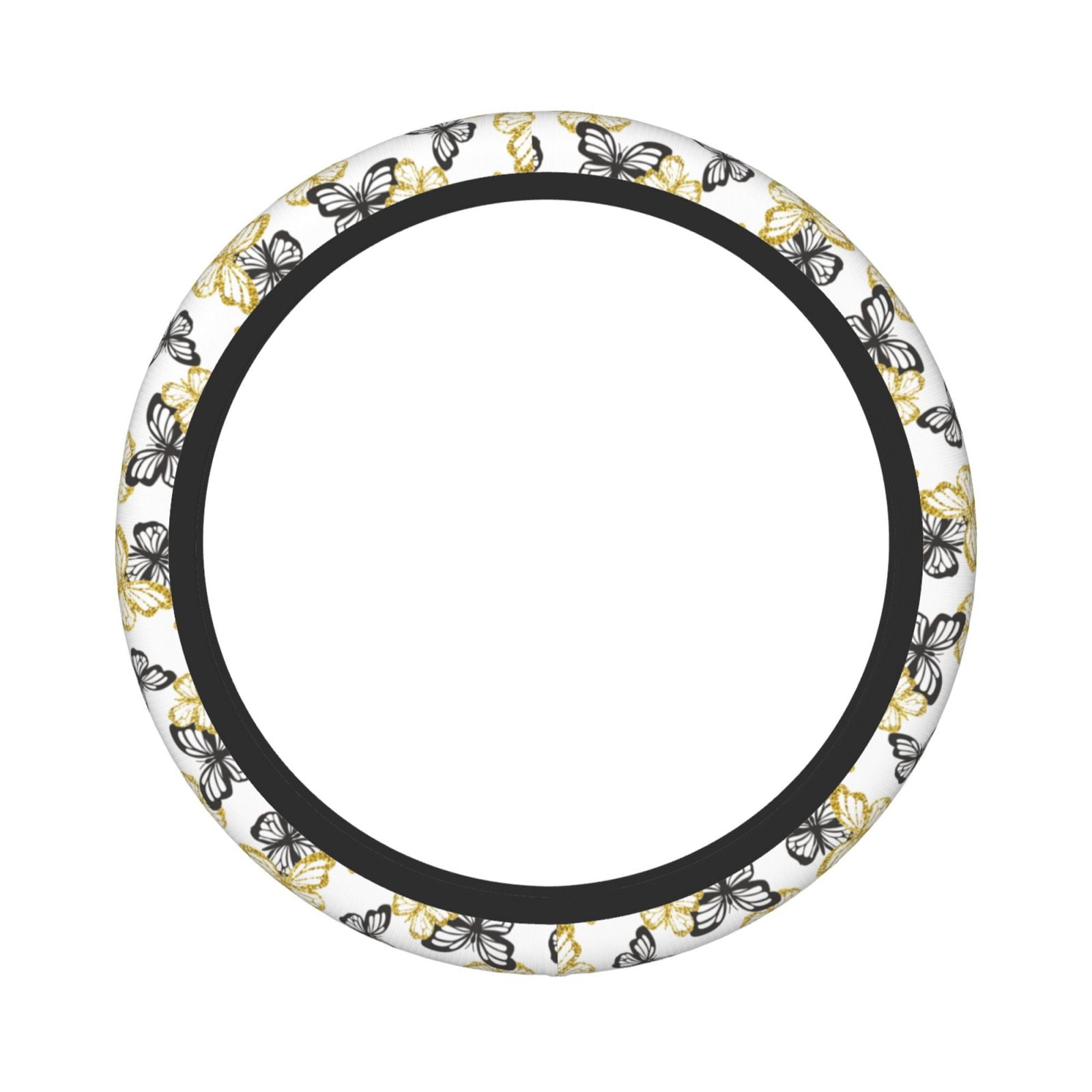 Daiia Steering Wheel Covers Golden Glitter Butterflies Elastic ...