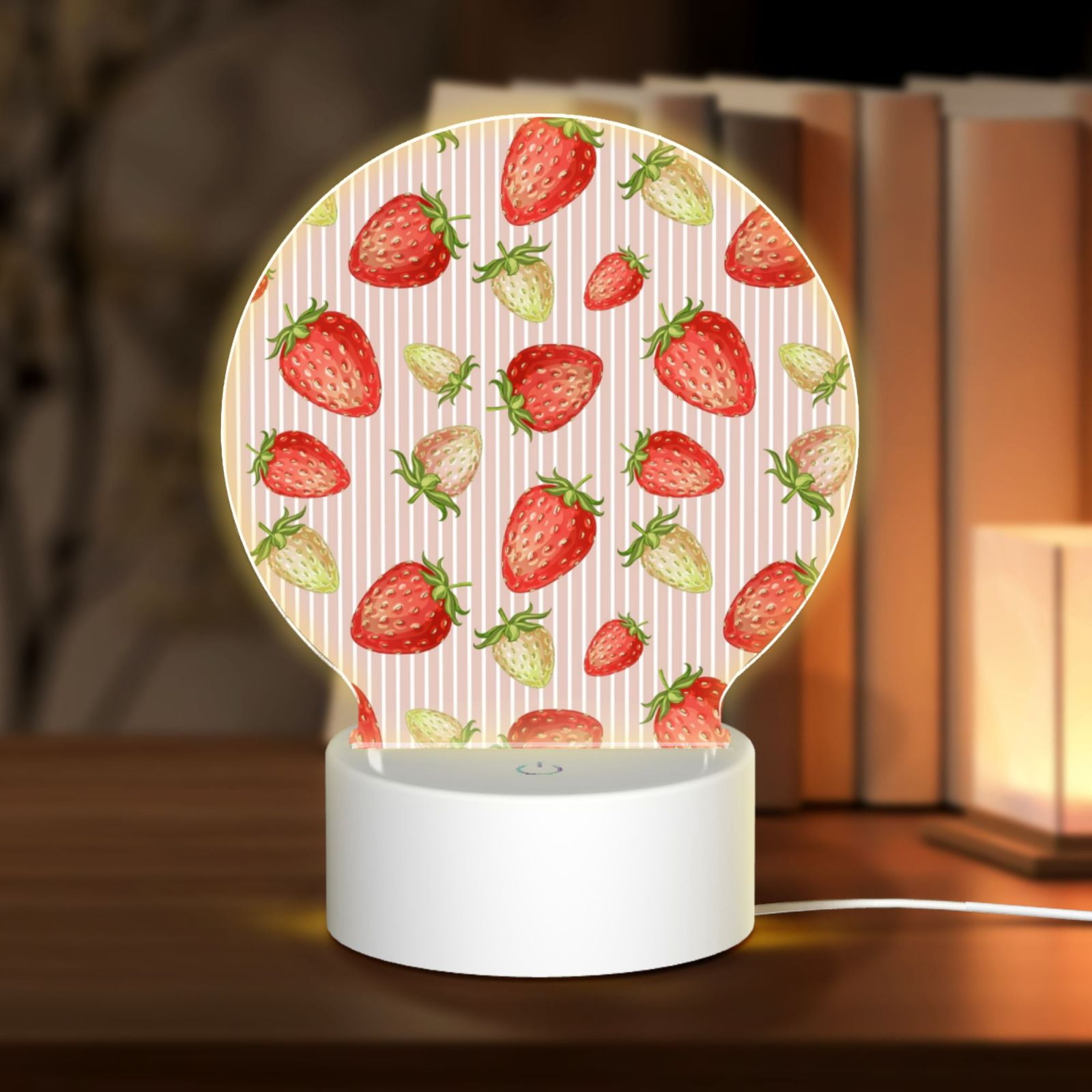 Daiia Strawberries Pattern Acrylic Night Light, LED Touch Light ...