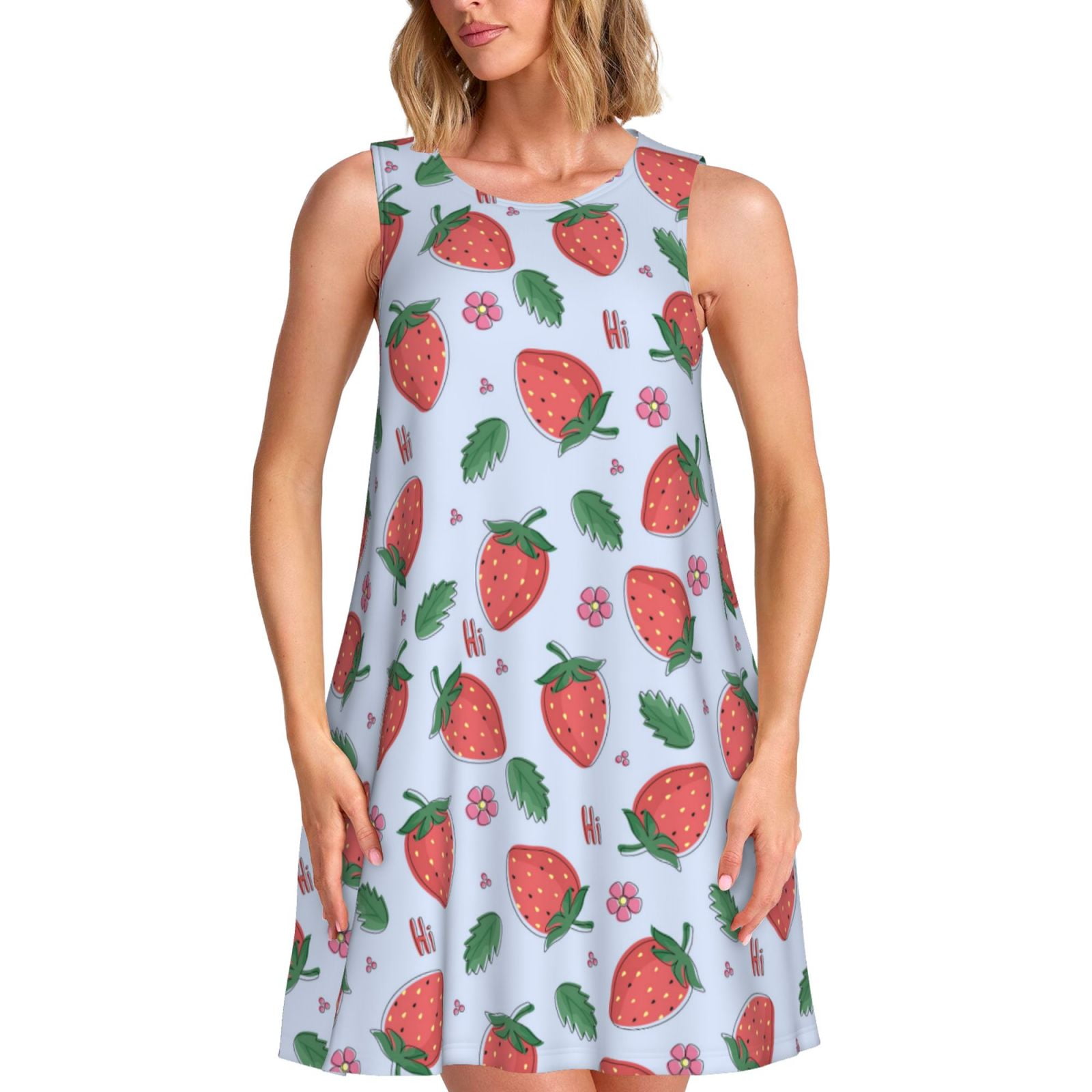 Daiia Strawberries Print Women's Dresses 2025 Trendy Short sleeve ...