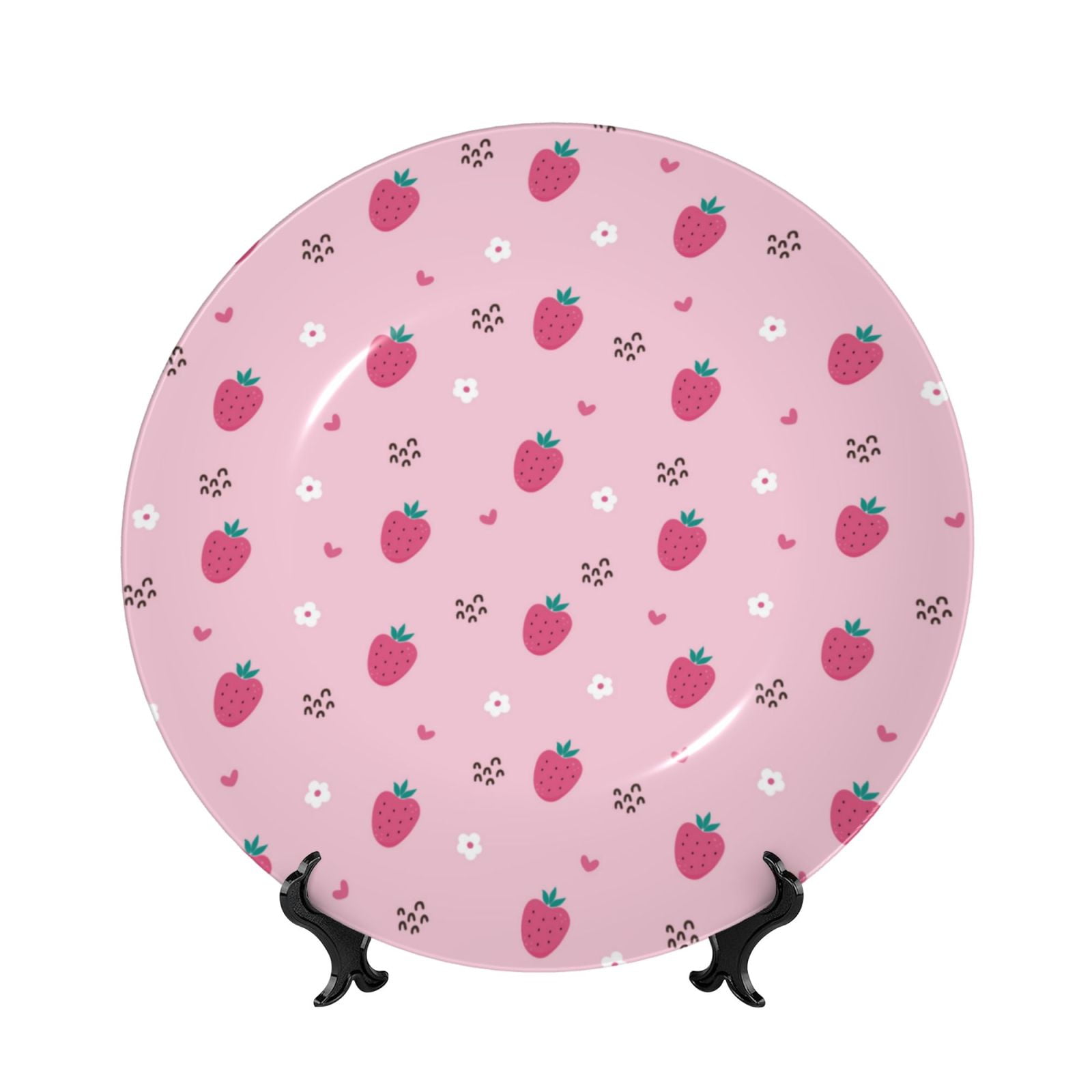 Daiia Strawberries Printed Pattern Ceramic Plate Dinner Plates Bone ...