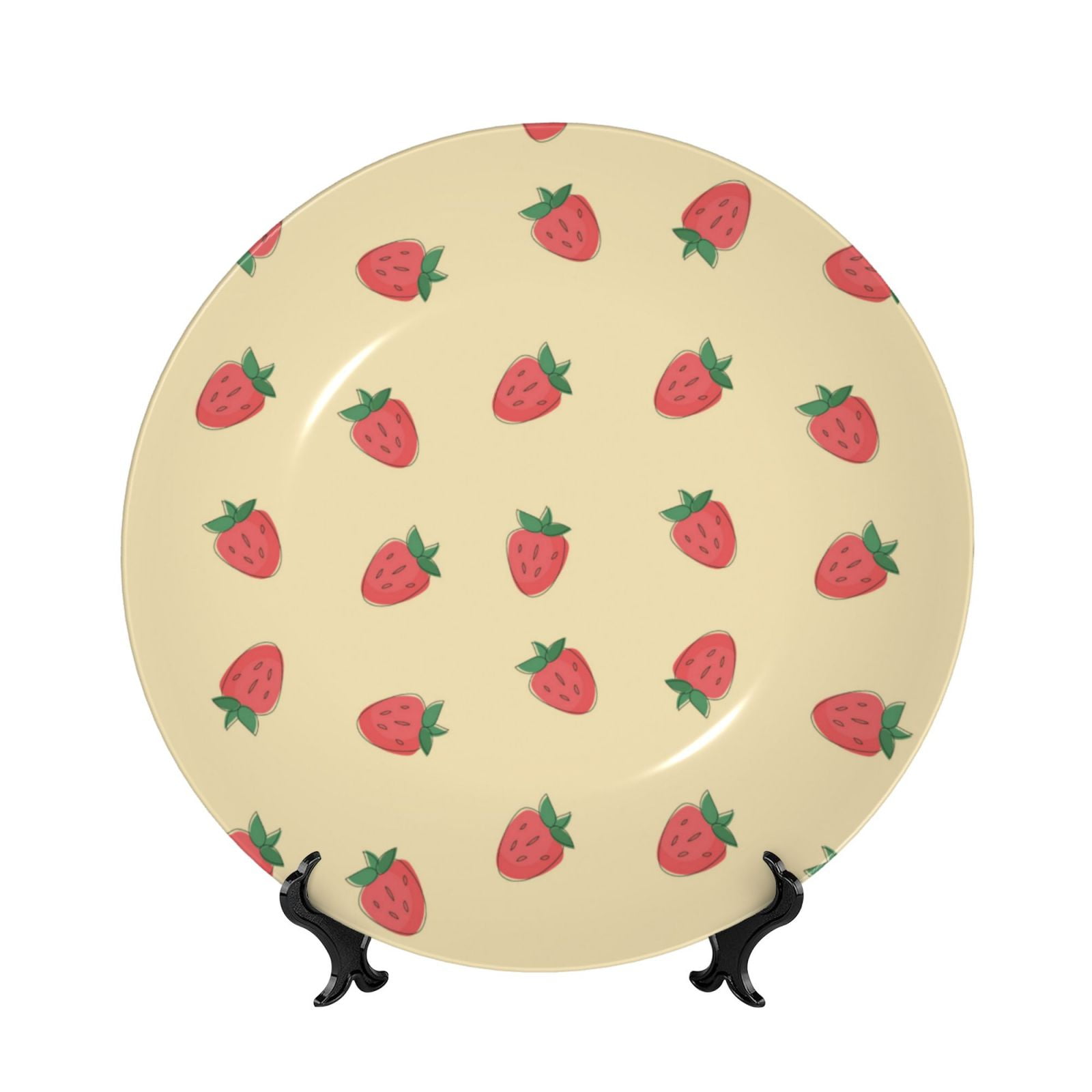 Daiia Strawberries Printed Pattern Ceramic Plate Dinner Plates Bone ...