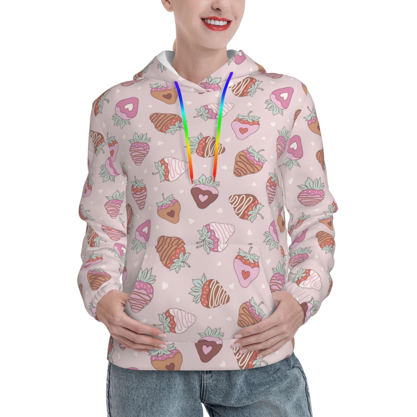 Daiia Strawberry Cake Pattern Women's Fashion Hoodies & Sweatshirts ...