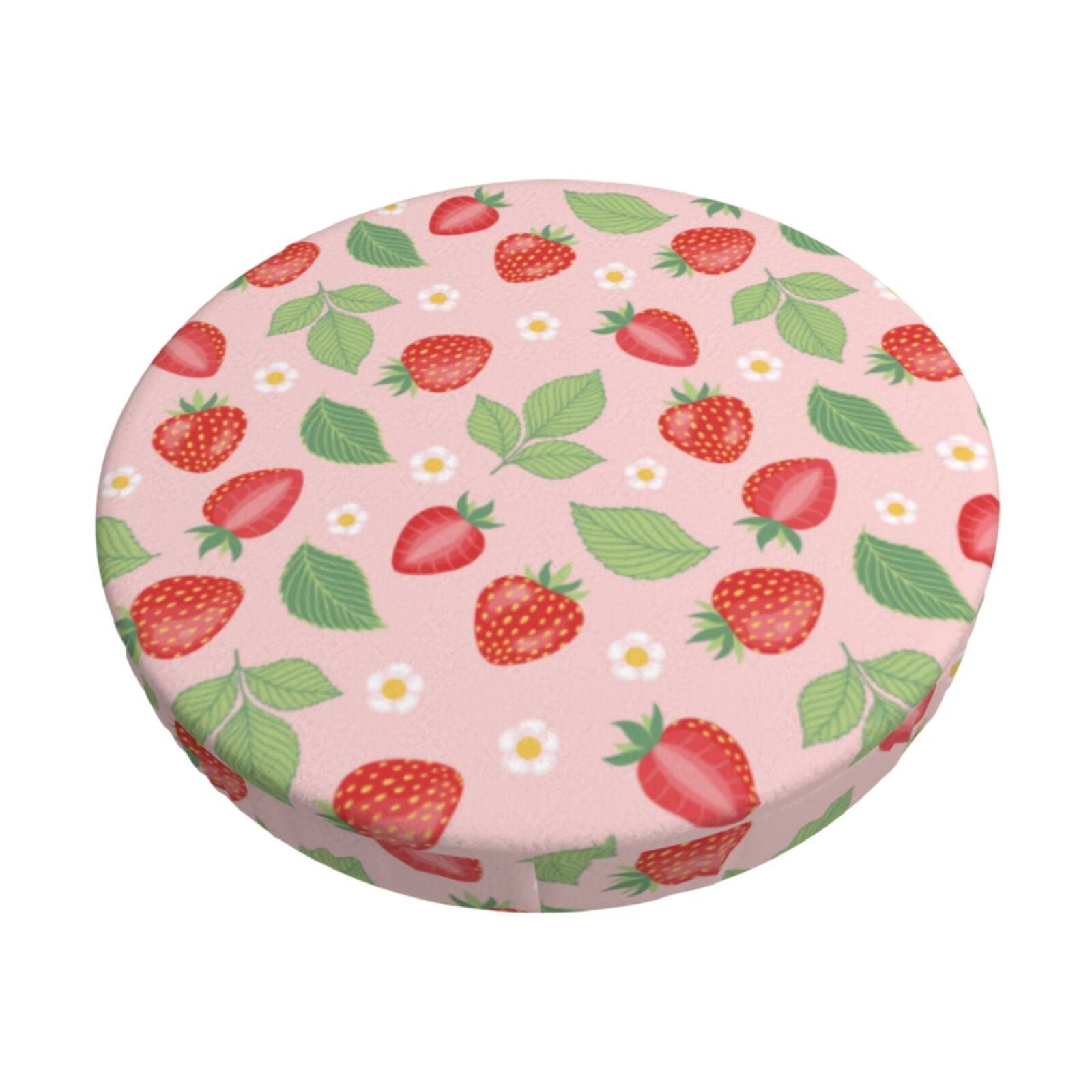 Daiia Strawberry Floral Stool Covers Round,Round Bar Stool Covers ...