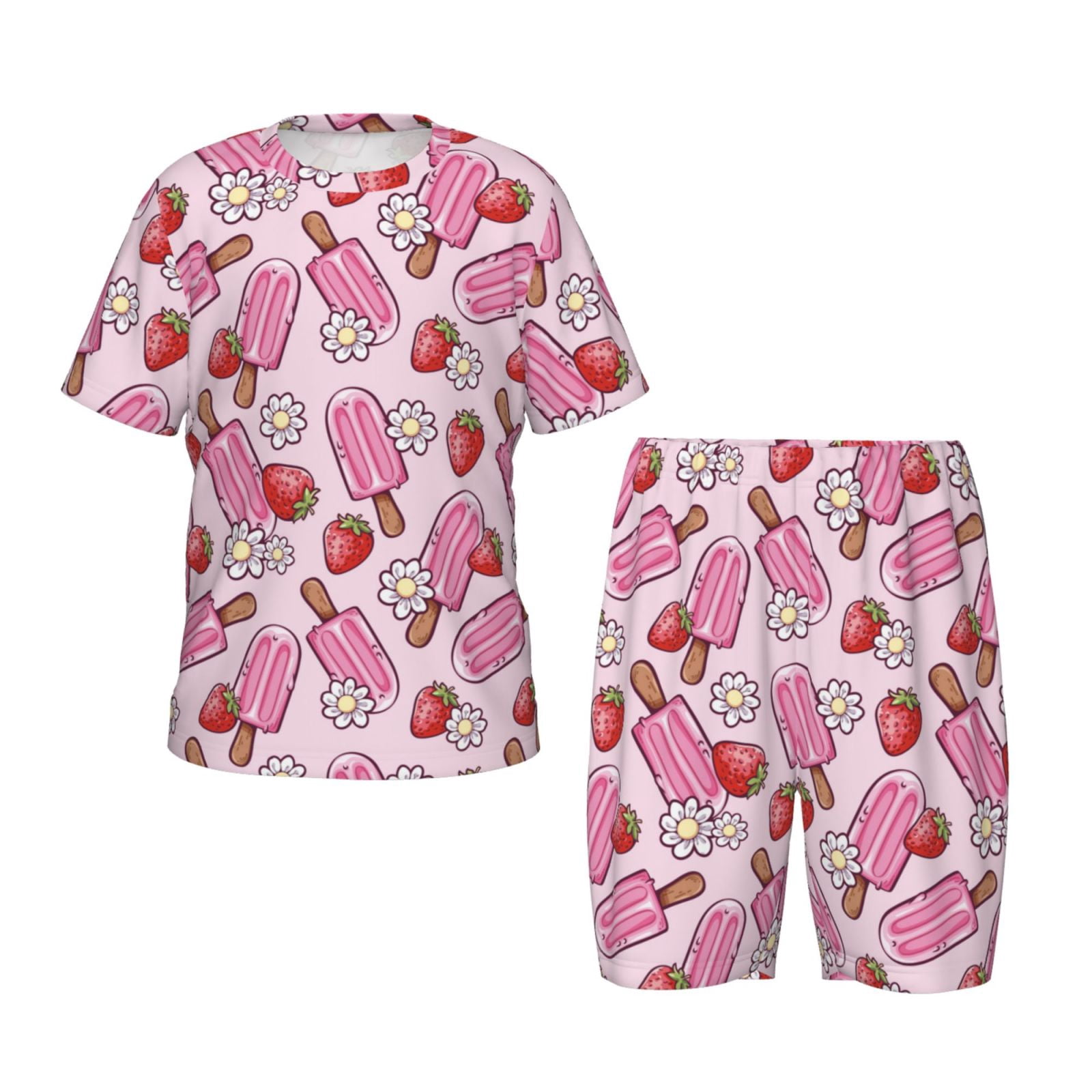 Daiia Strawberry Popsicle Print Children’s Cotton Pajama Set – Short ...