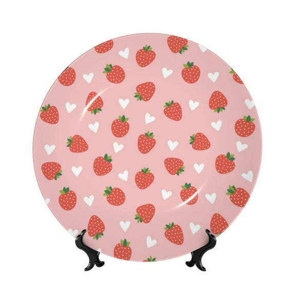 Daiia Strawberry Printed Pattern Ceramic Plate Dinner Plates Bone China ...