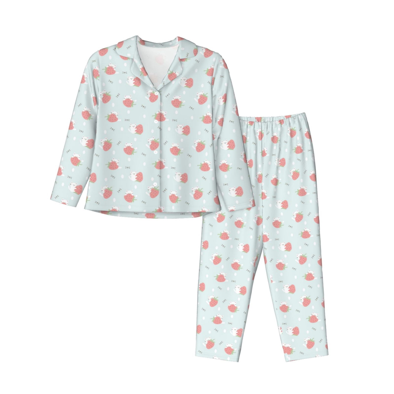 Daiia Strawberry for Women's Long-Sleeved Pajama Set – Soft ...