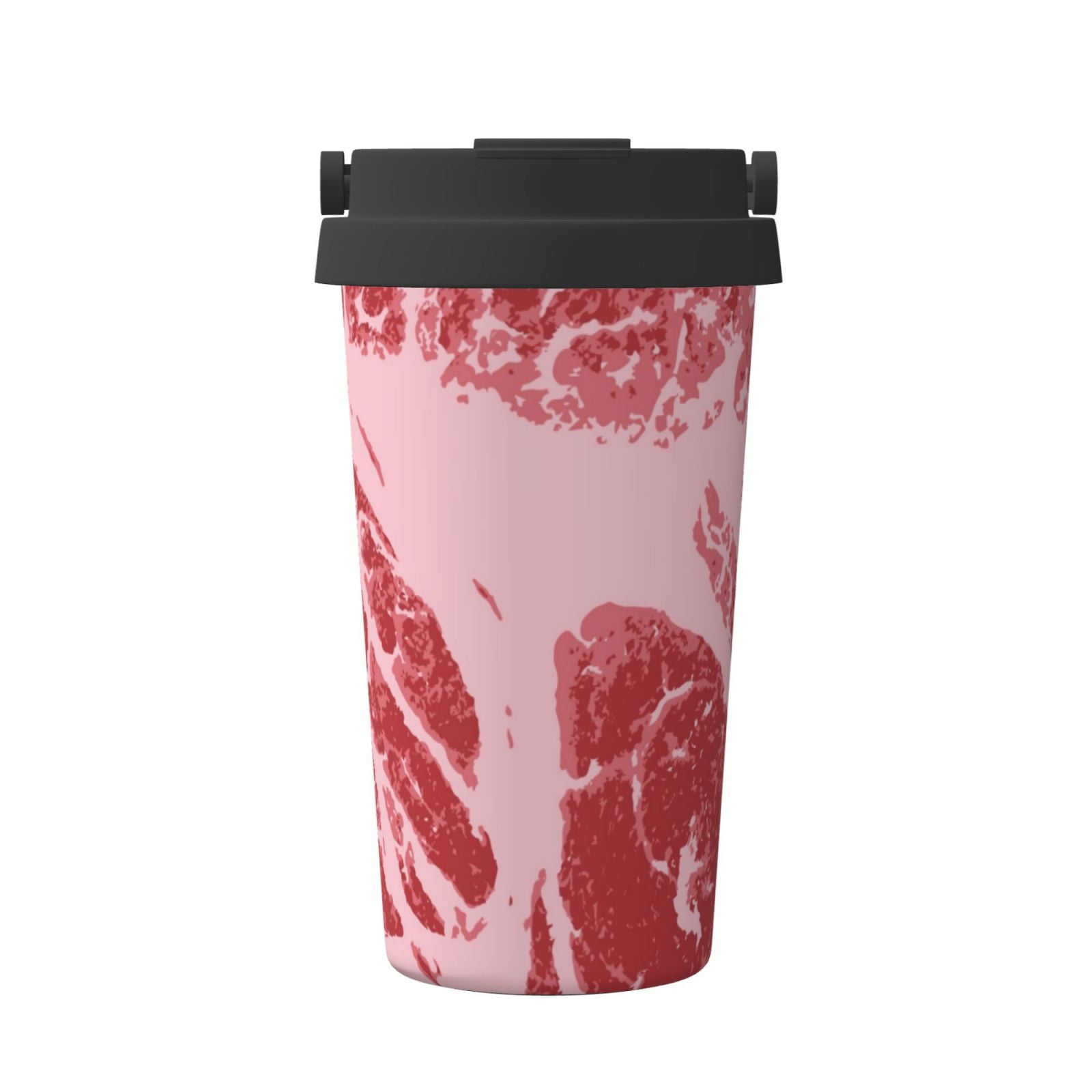 Daiia Striped Meat Printed Stainless Steel Tumbler with Lid and Straw ...