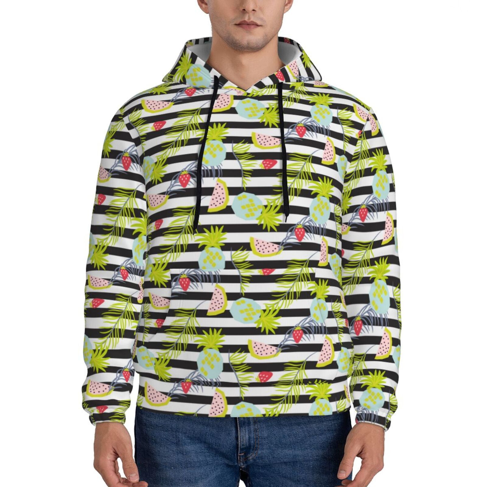 Daiia Striped With Palm Tree Branches for Men's Fashion Hoodies ...