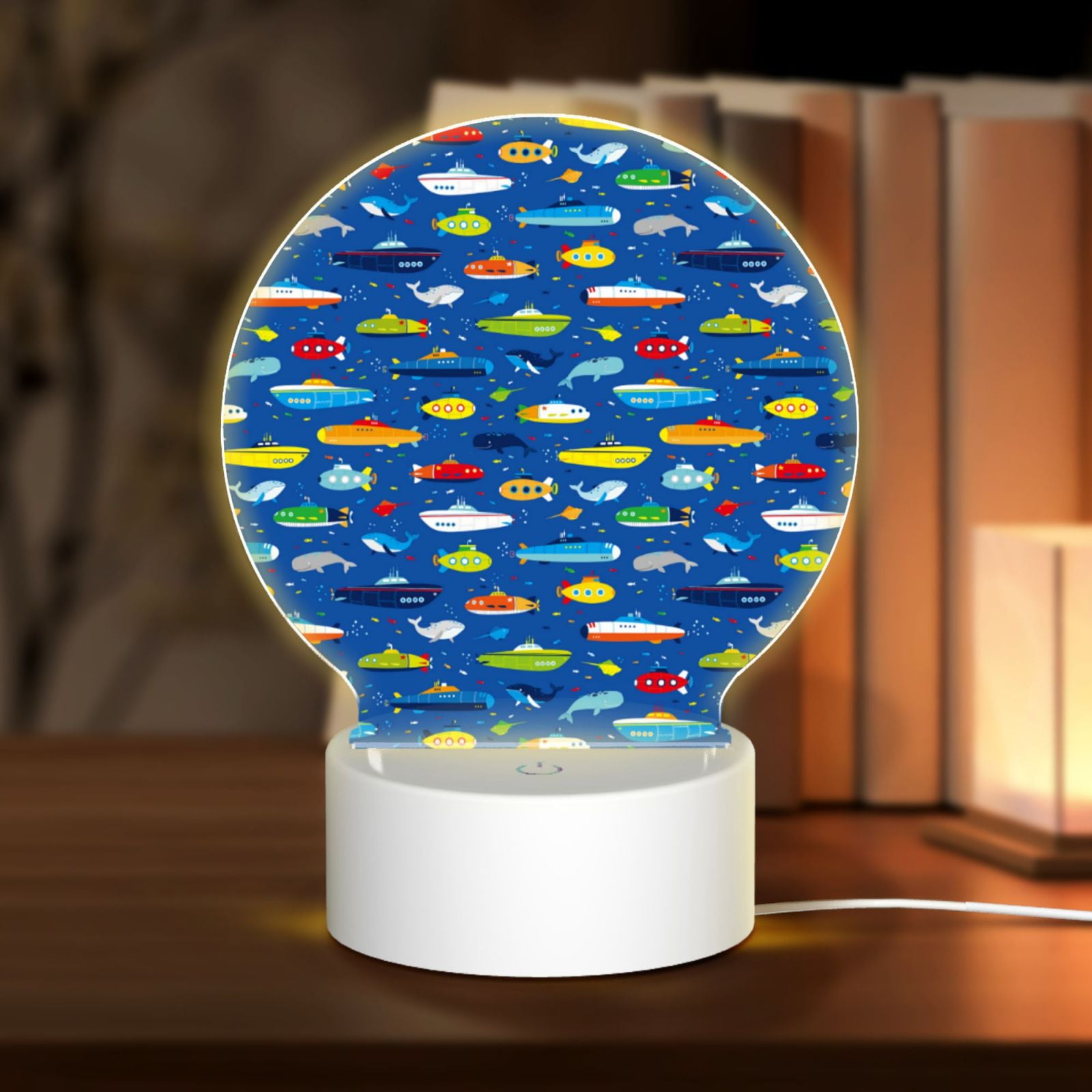 Daiia Submarines And Whales Pattern Acrylic Night Light, LED Touch ...